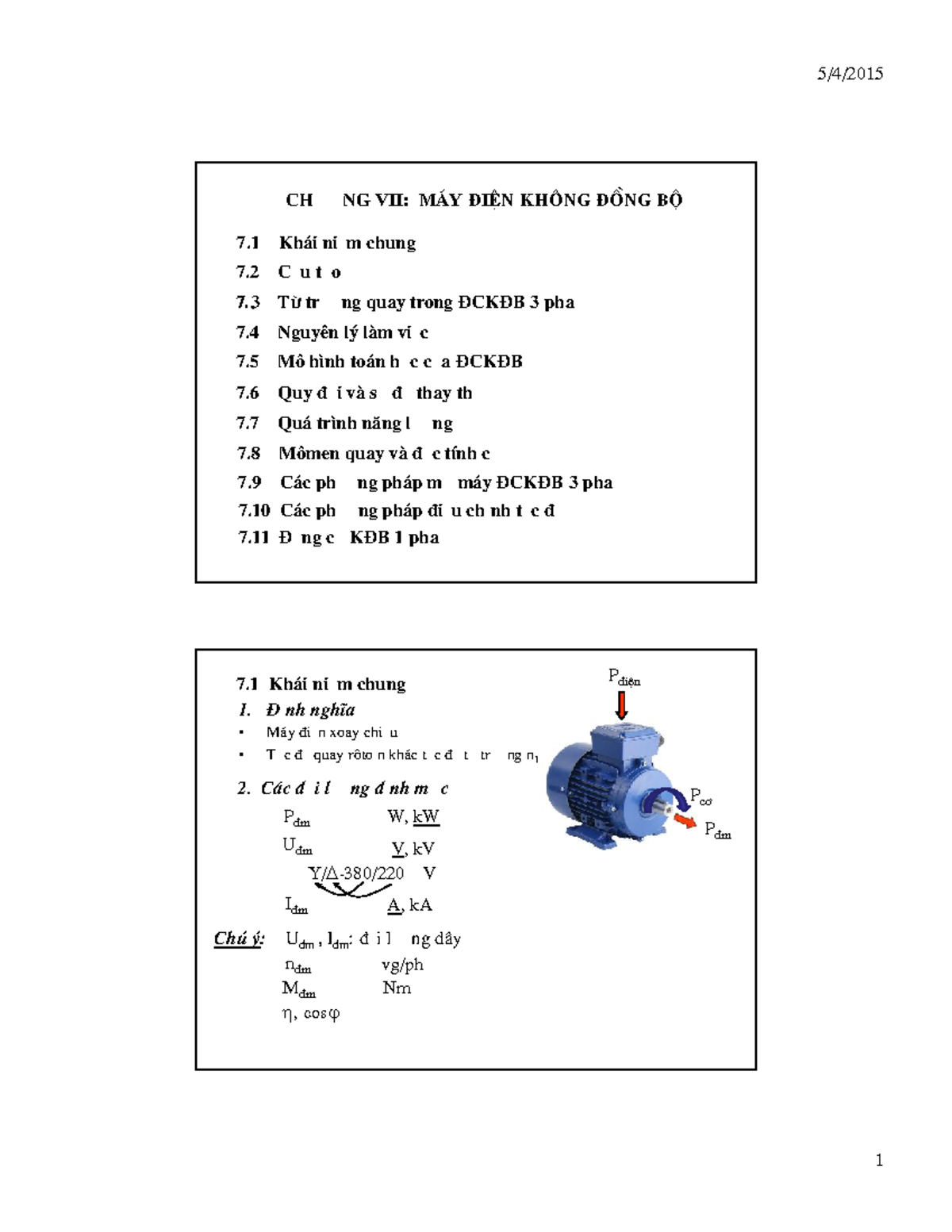 KTD Chuong 7 Student Version - CH ̄ ¡ NGVII: m ̧y ®iÖn kh«ng ®ång bé 7 Khái niß m chung 7 C¿ u t ...