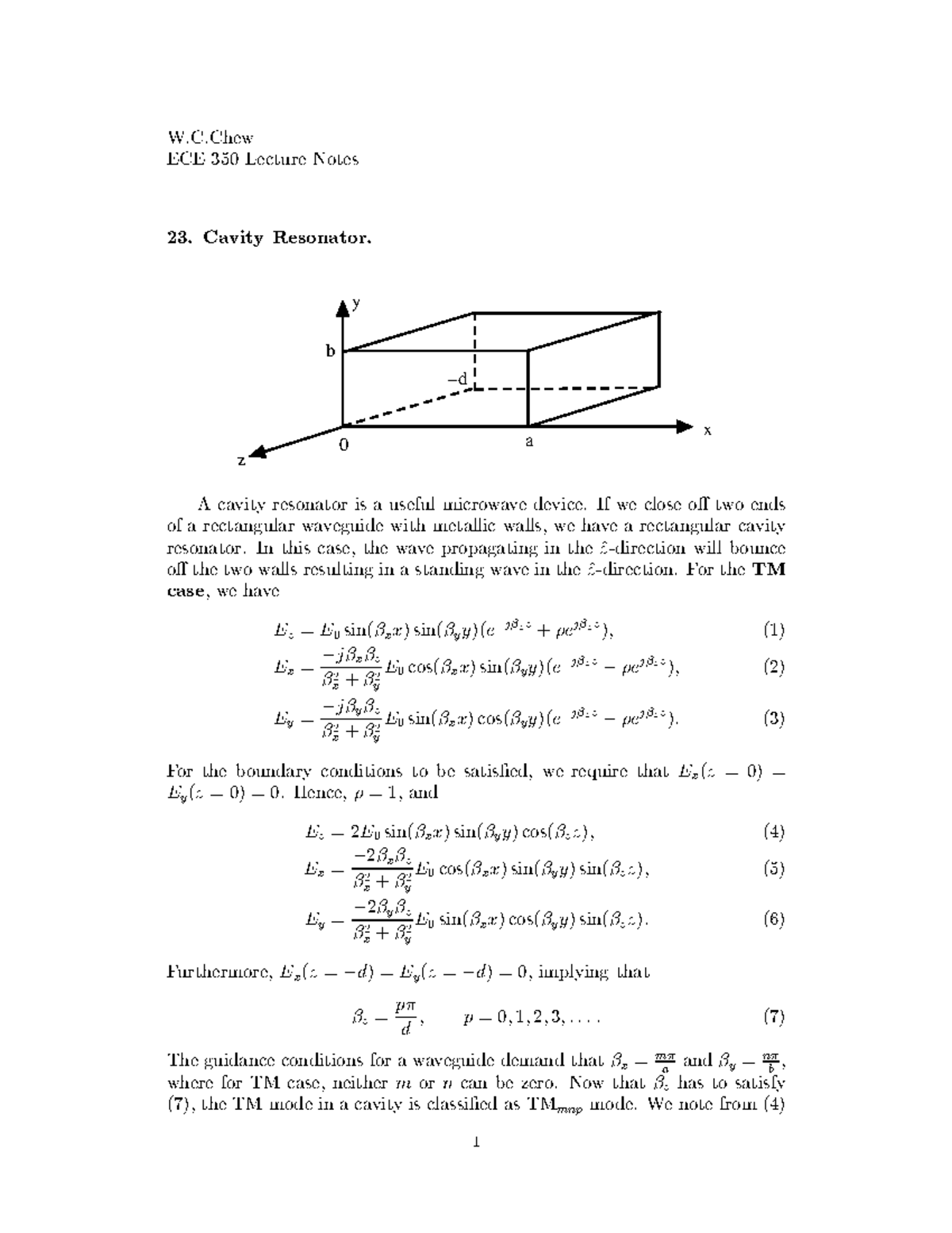 Notes 13.2 - Rectangular Resonator - W C Chew ECE LectureNotes ...