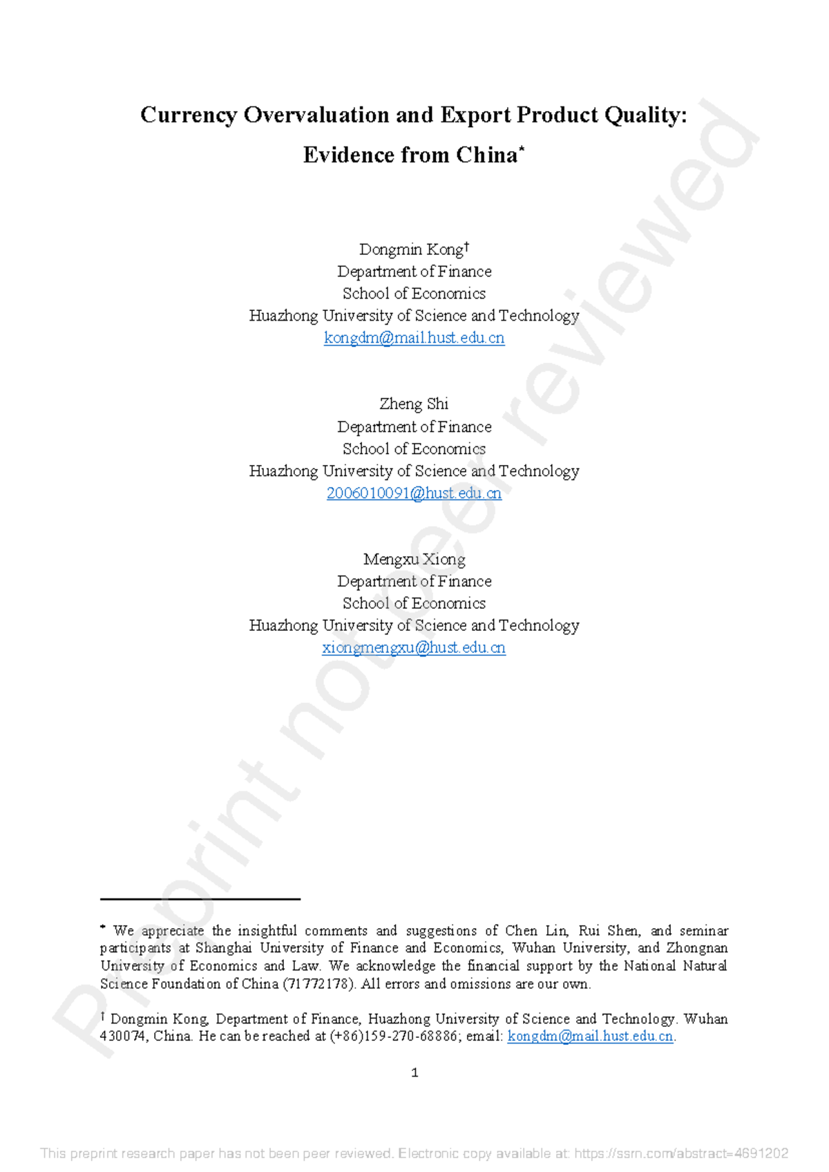 SSRN-id4691202 - ad da - 1 Currency Overvaluation and Export Product ...