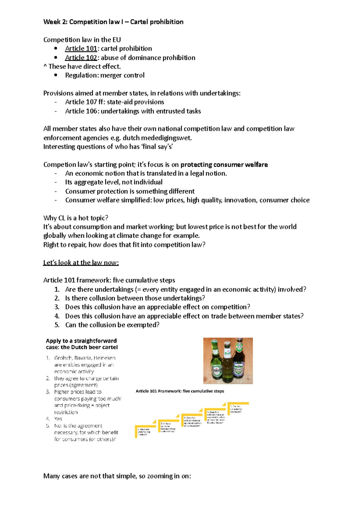 Hoorcollege week 2 - Week 2: Competition law I – Cartel prohibition ...