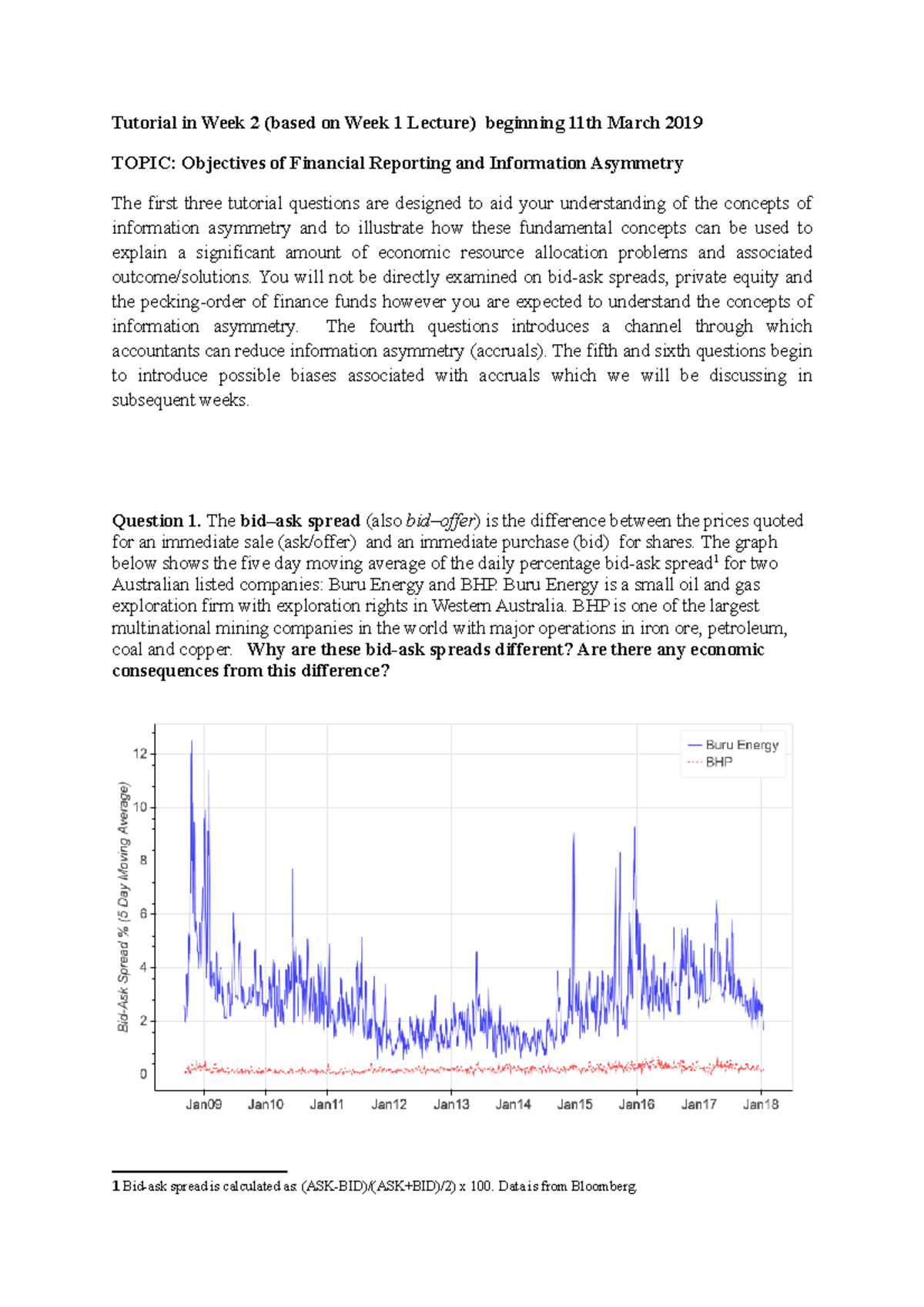 Tutorial One Solutions - Tutorial in Week 2 (based on Week 1 Lecture) beginning 11th March 2019 ...