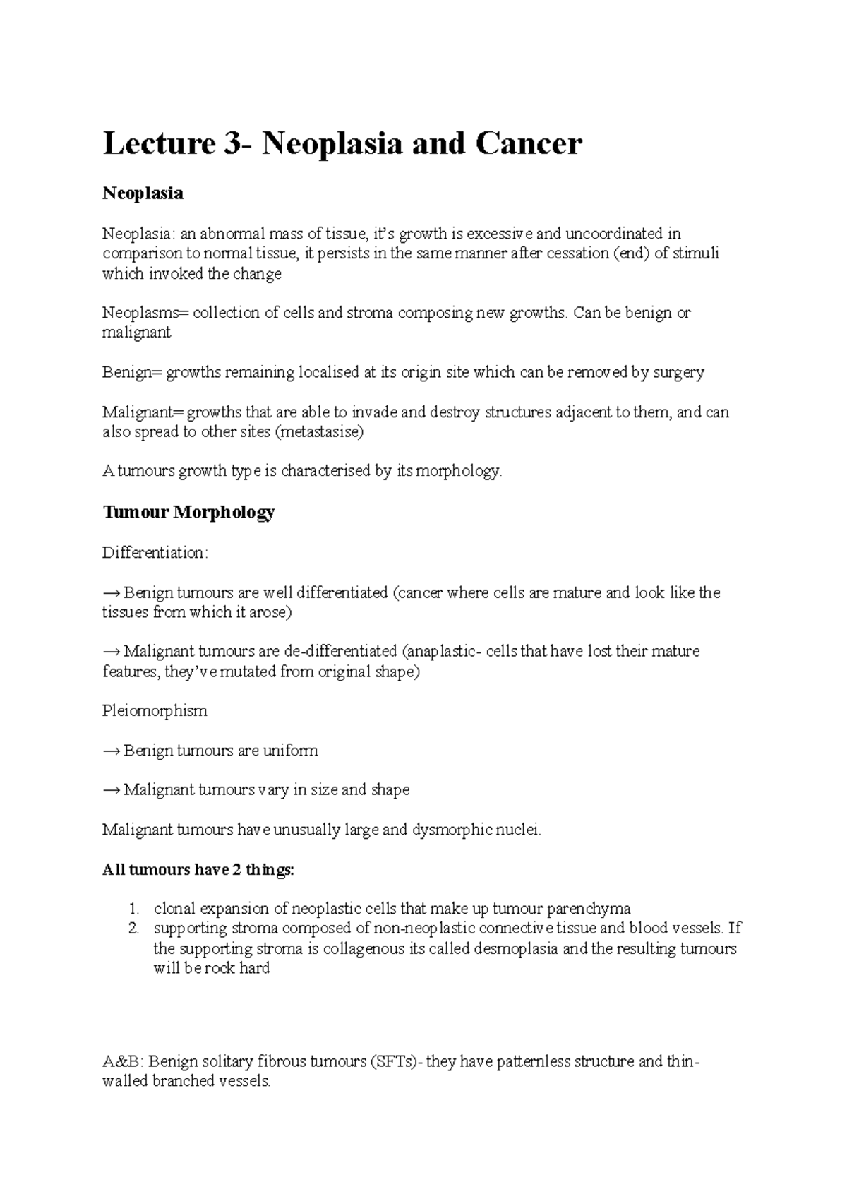 Lecture 3 neoplasia - Lecture 3- Neoplasia and Cancer Neoplasia ...