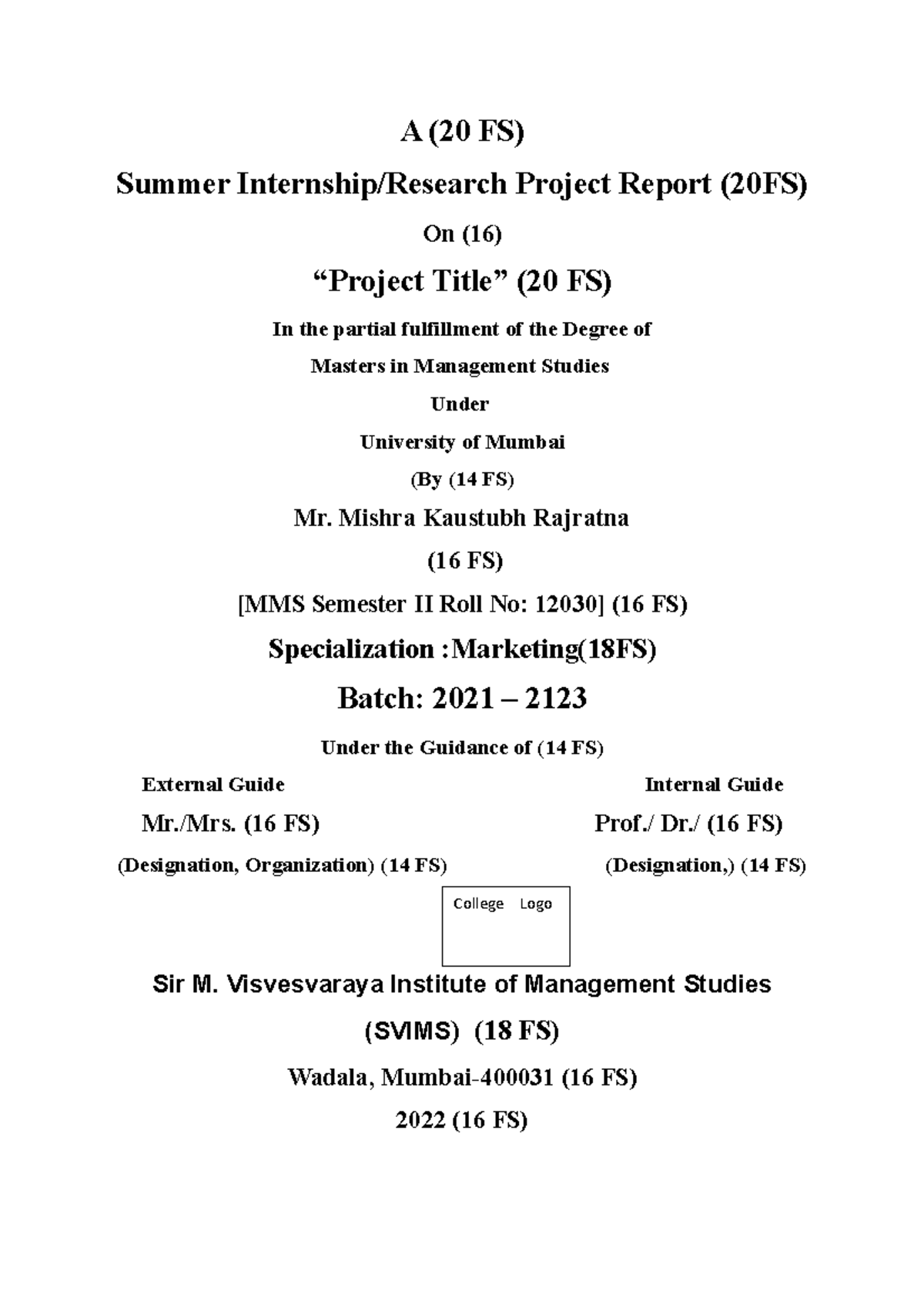SIP Report (Auto Recovered) - A (20 FS) Summer Internship/Research ...