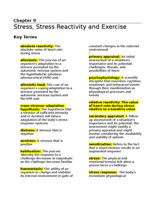 Ch 9 stress response worksheet - The Stress Response Directions: Use ...