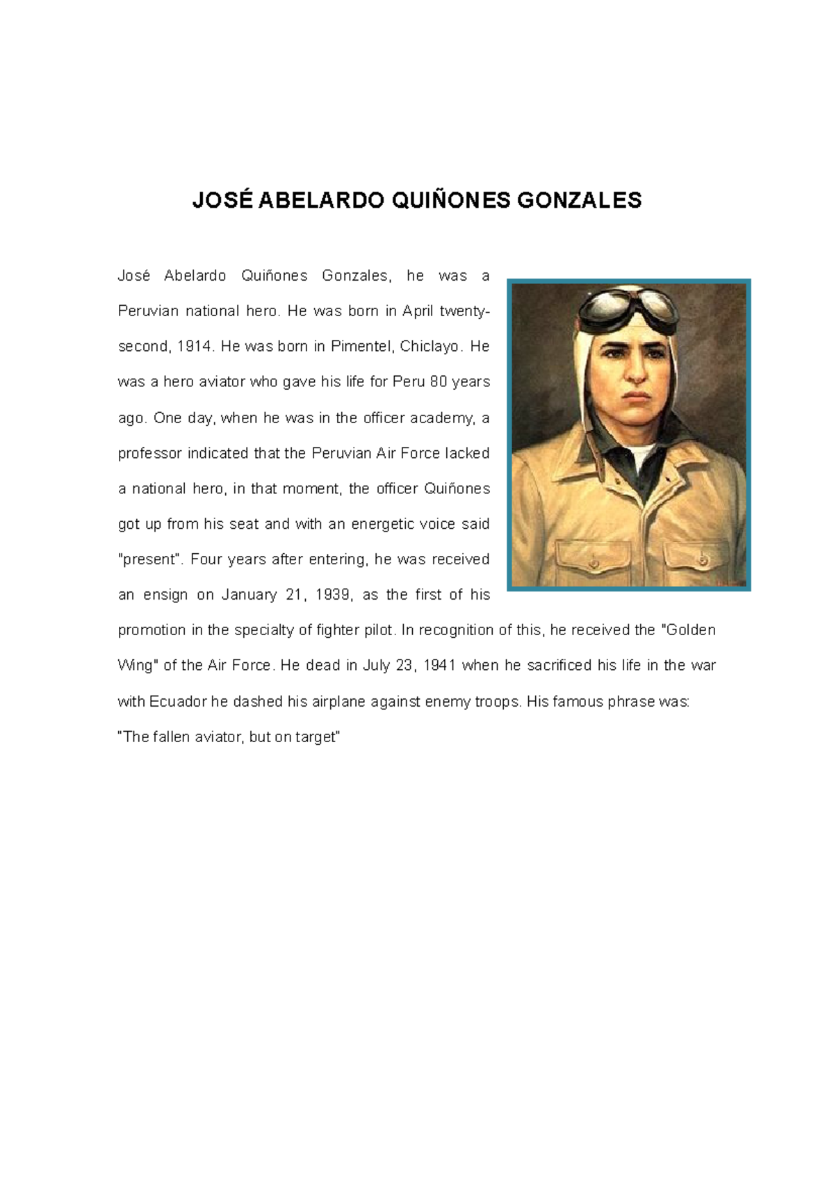 WEEK 04-Famoso - HISTORIA - JOSÉ ABELARDO QUIÑONES GONZALES José ...