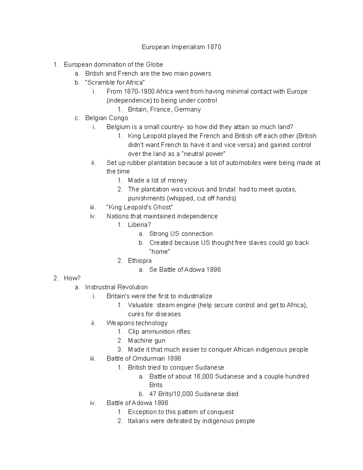 European Imperialism 1870 - European Imperialism 1870 European ...