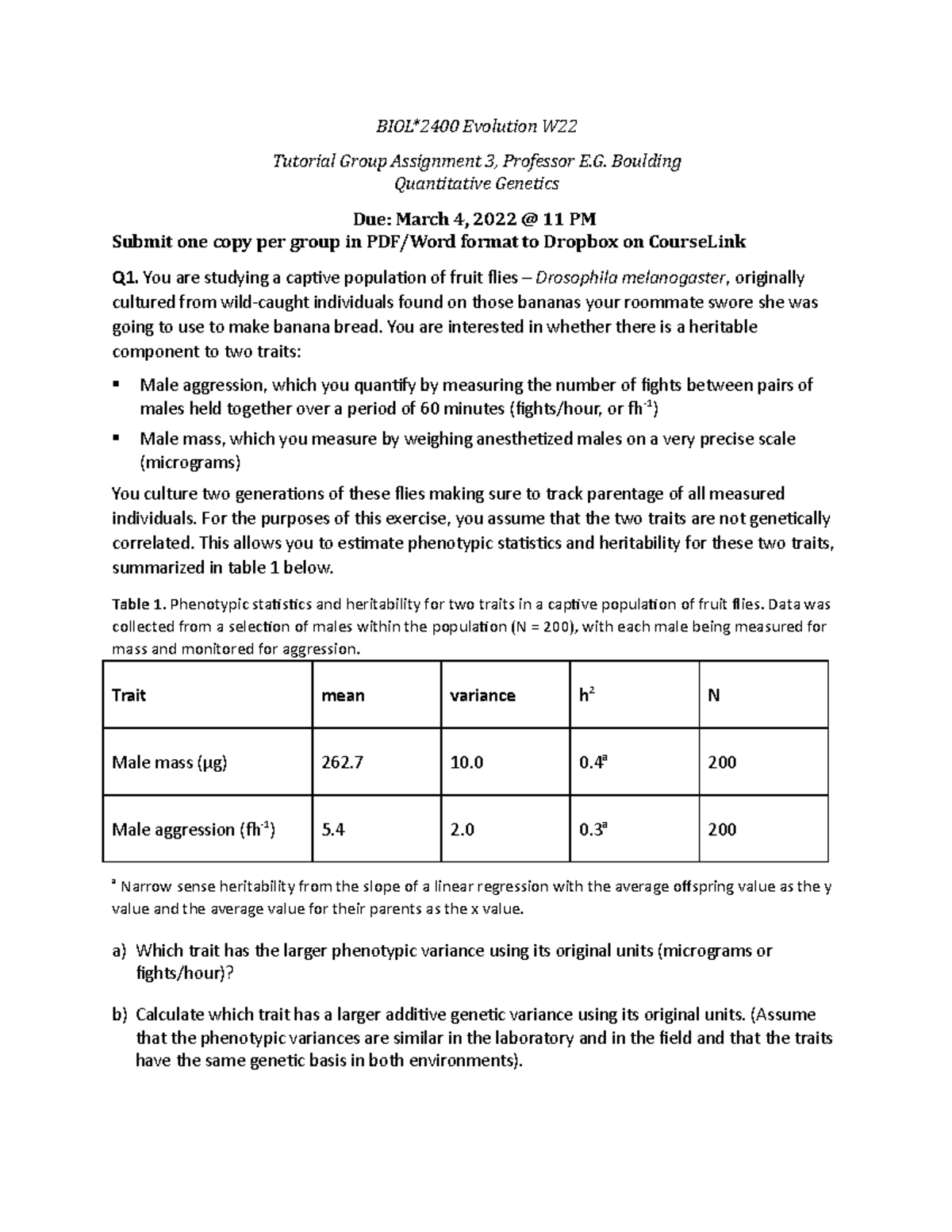 QGA I WANT THE FREE TRIAL WOOOOO - BIOL*2400 Evolution W Tutorial Group ...