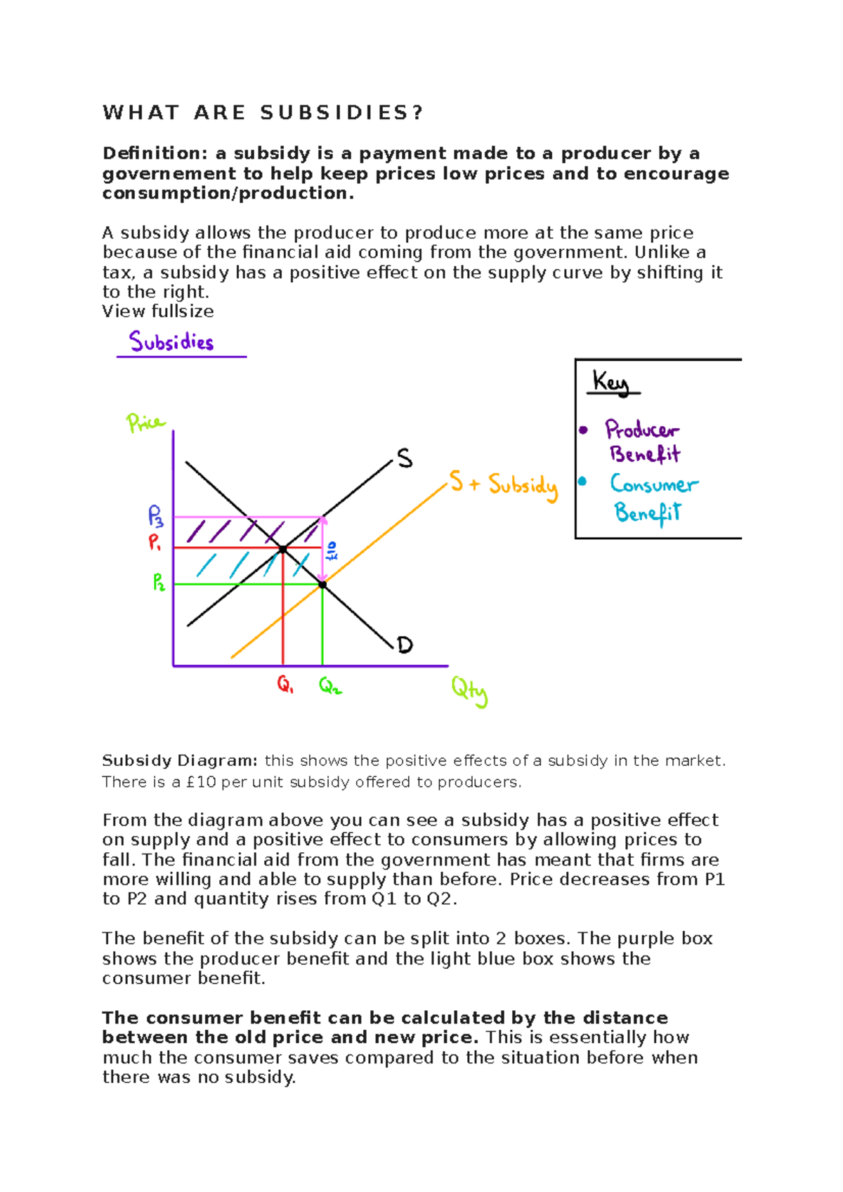 Subsidies - W H A T A R E S U B S I D I E S? Definition: a subsidy is a payment made to a ...