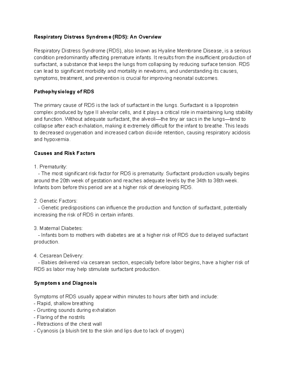 Respiratory Distress Syndrome (RDS) An Overview - Respiratory Distress ...