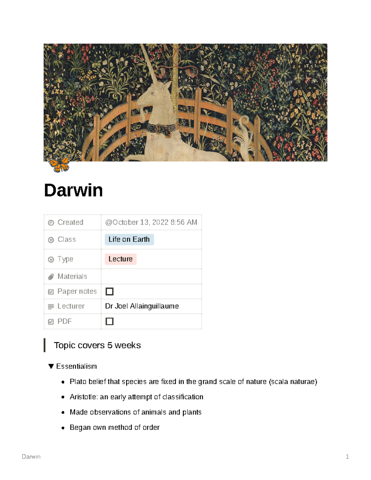 Darwin - ¹ Darwin Created Class Life on Earth Type Lecture Materials ...