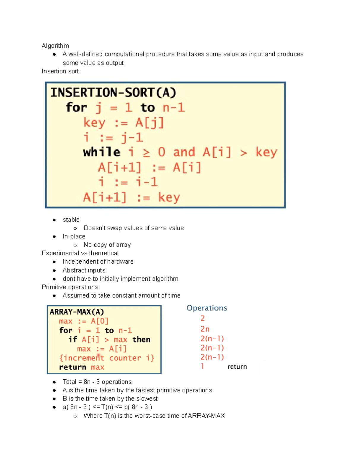 Algorithms And Data Structures Bullet Pointed Key Concepts 2019 2020 Algorithm A Well Defined