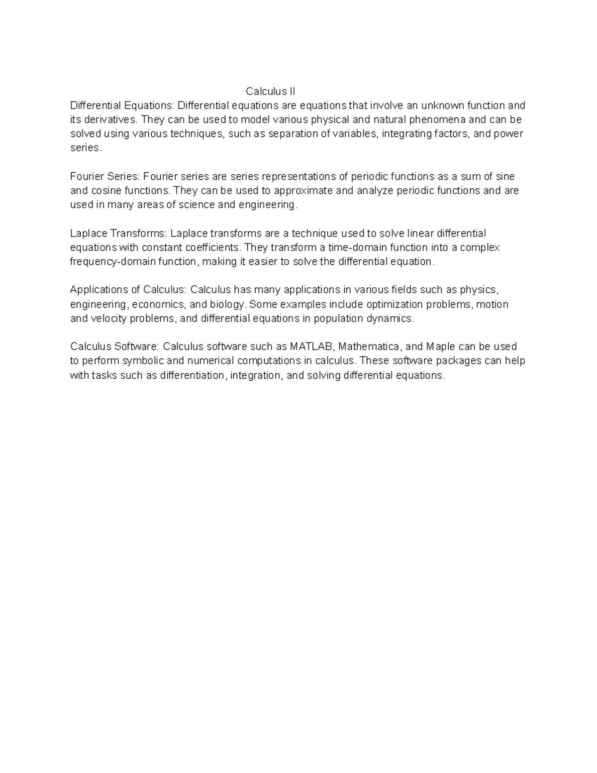 Calculus II notes 3 - Calculus II Differential Equations: Differential ...