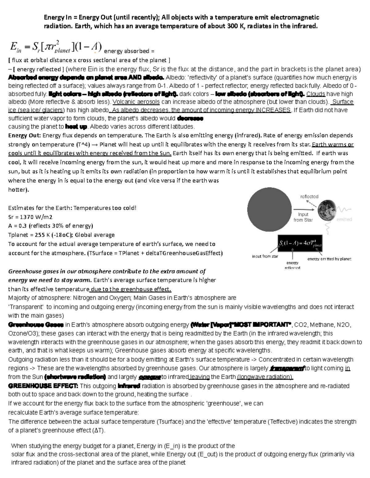 EAS1601 Quiz Five Review Guide - Energy In = Energy Out (until recently ...