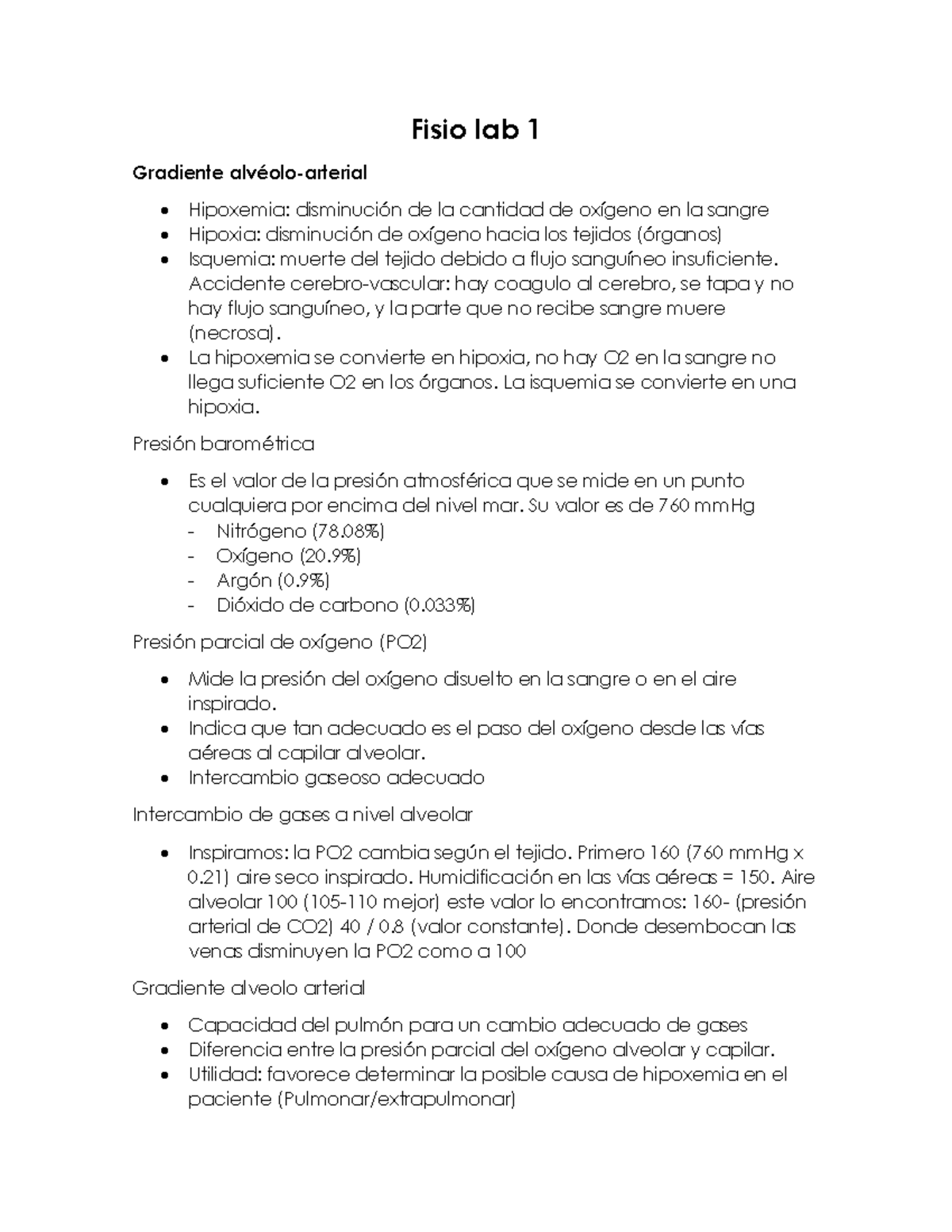Pulmonar - Fisio lab 1 Gradiente alvéolo-arterial Hipoxemia ...