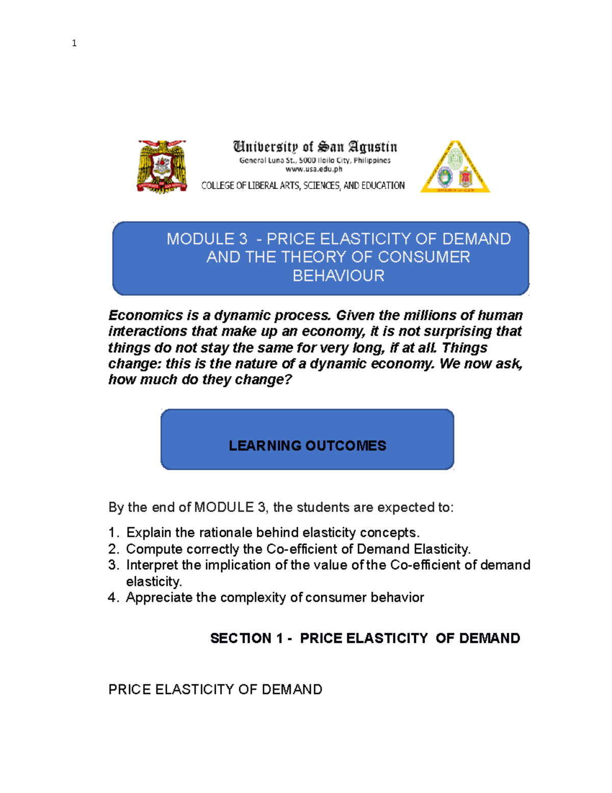 Module 3 BA 112(12) - study materials - Economics is a dynamic process ...