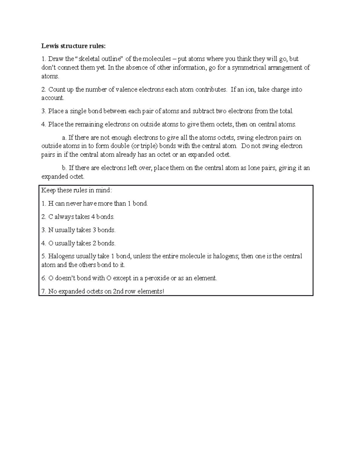 Lewis Structure Rules 1 Lewis Structure Rules Draw The skeletal lewis-structure-rules-1-lewis-structure-rules-draw-the-skeletal