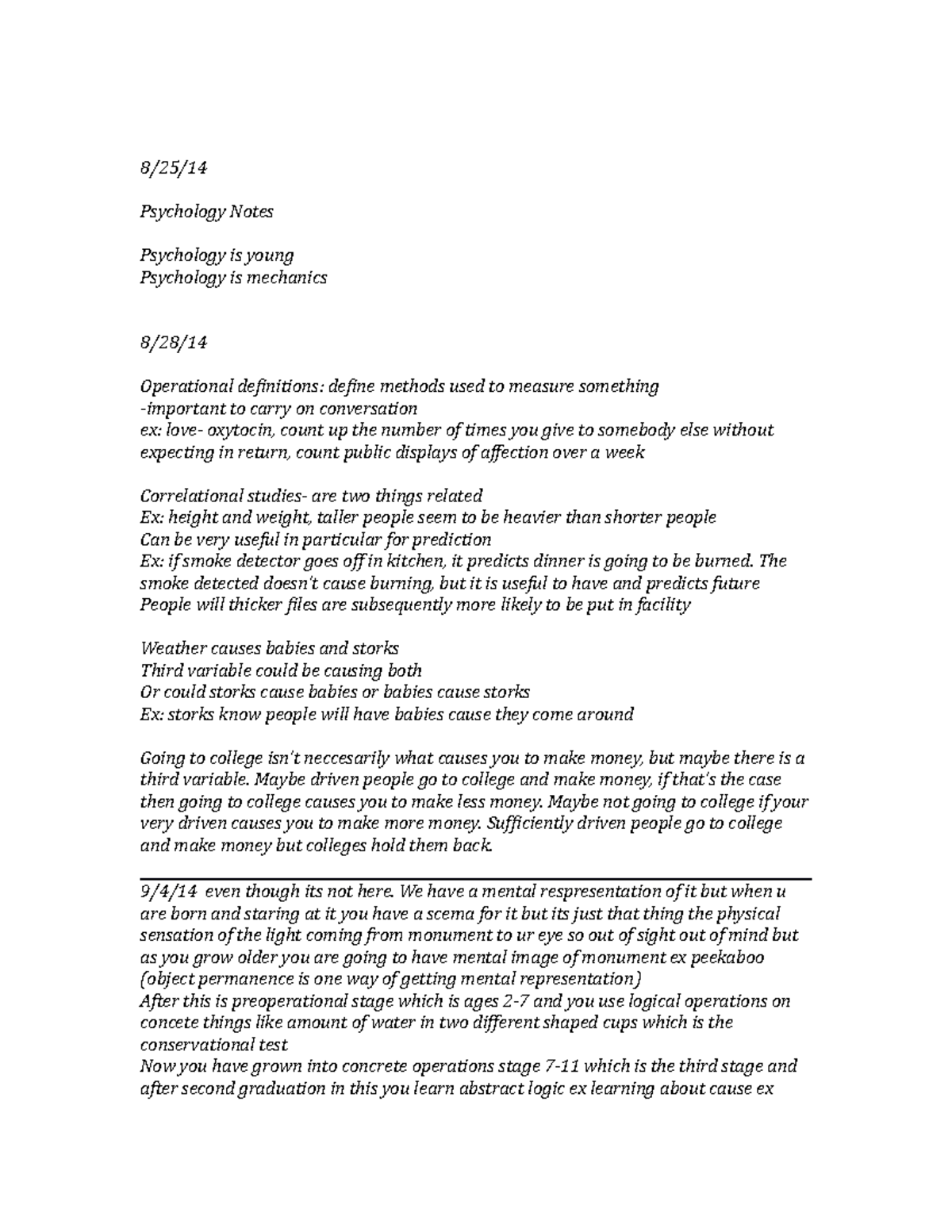 Psych notes fall 2014 - Personality Pyschology - 8/25/14 Psychology ...