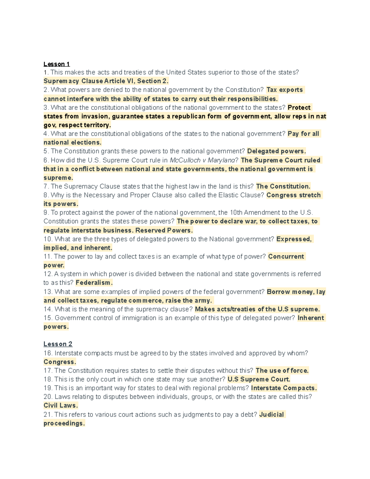 Module 4 Exam Study Guide - Lesson 1 This makes the acts and treaties ...