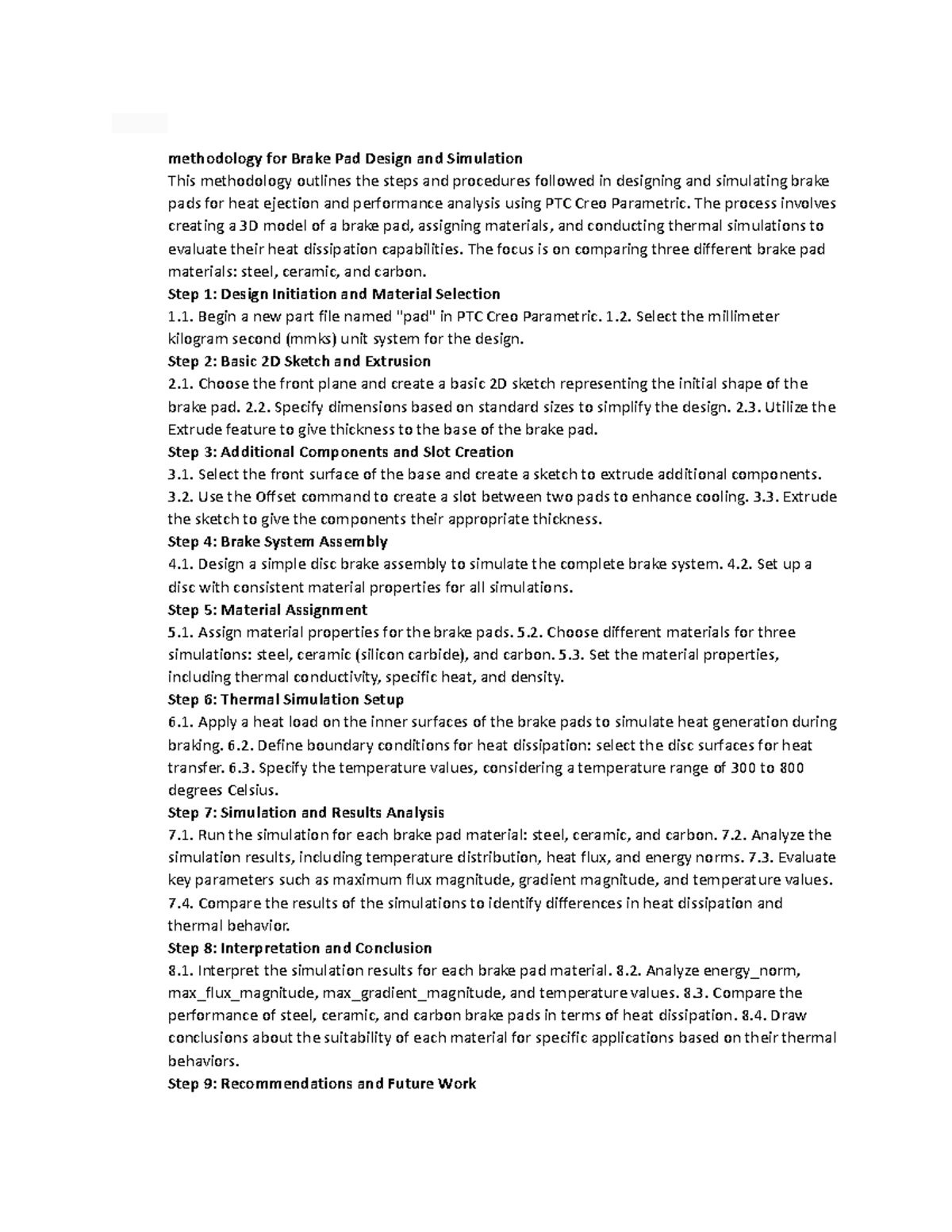 Methodology for Brake Pad Design and Simulation - The process involves ...