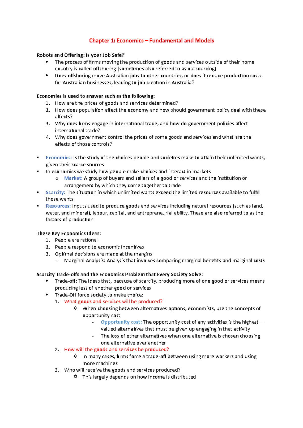 Economic Lecture Note - Chapter 1: Economics – Fundamental and Models ...