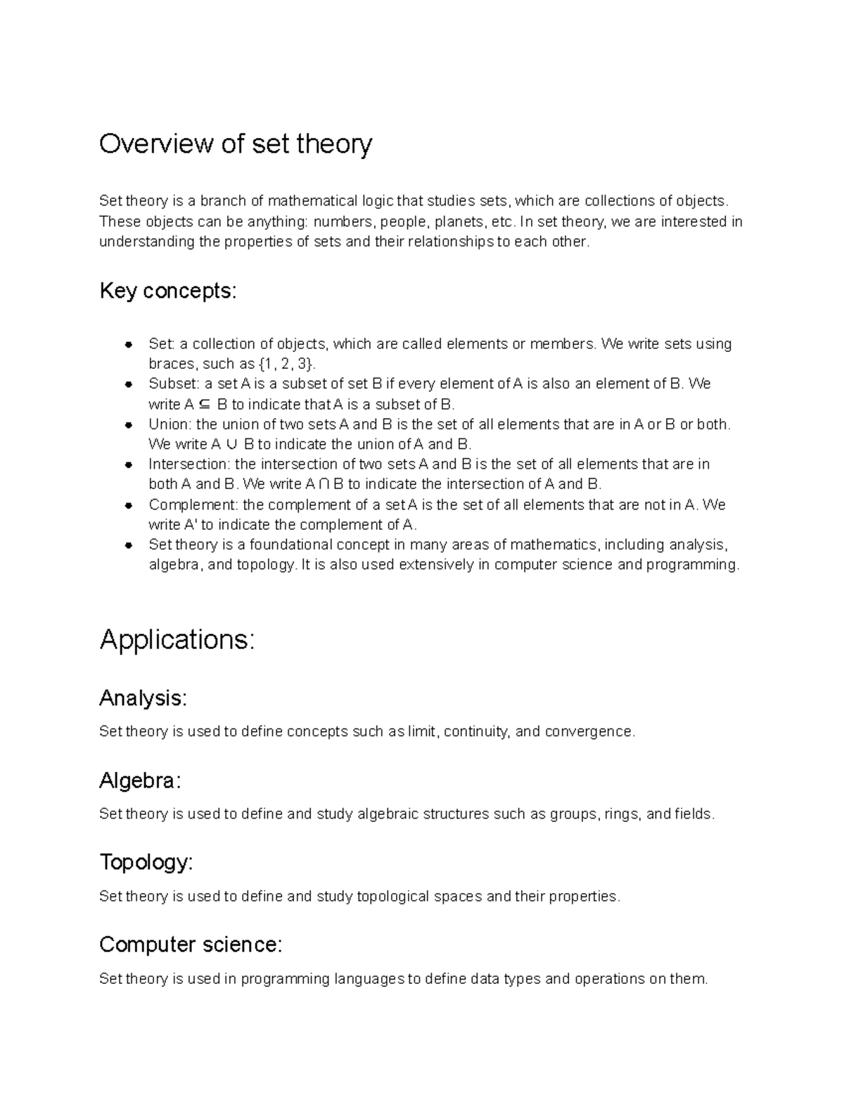 Foundations Of Mathematical Reasoning Mat 0092 Lecture 7 Overview Of Set Theory Overview