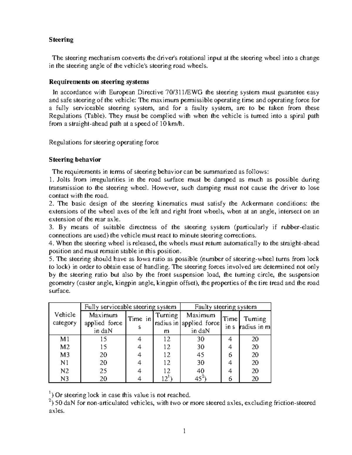 Steering - Vehicle Technology - Steering The steering mechanism ...
