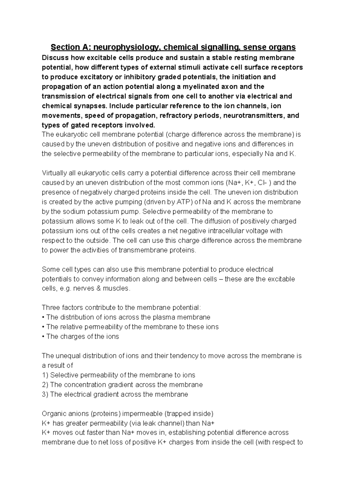 BIOL234 (BIOEB203) past exam question answers - Section A ...