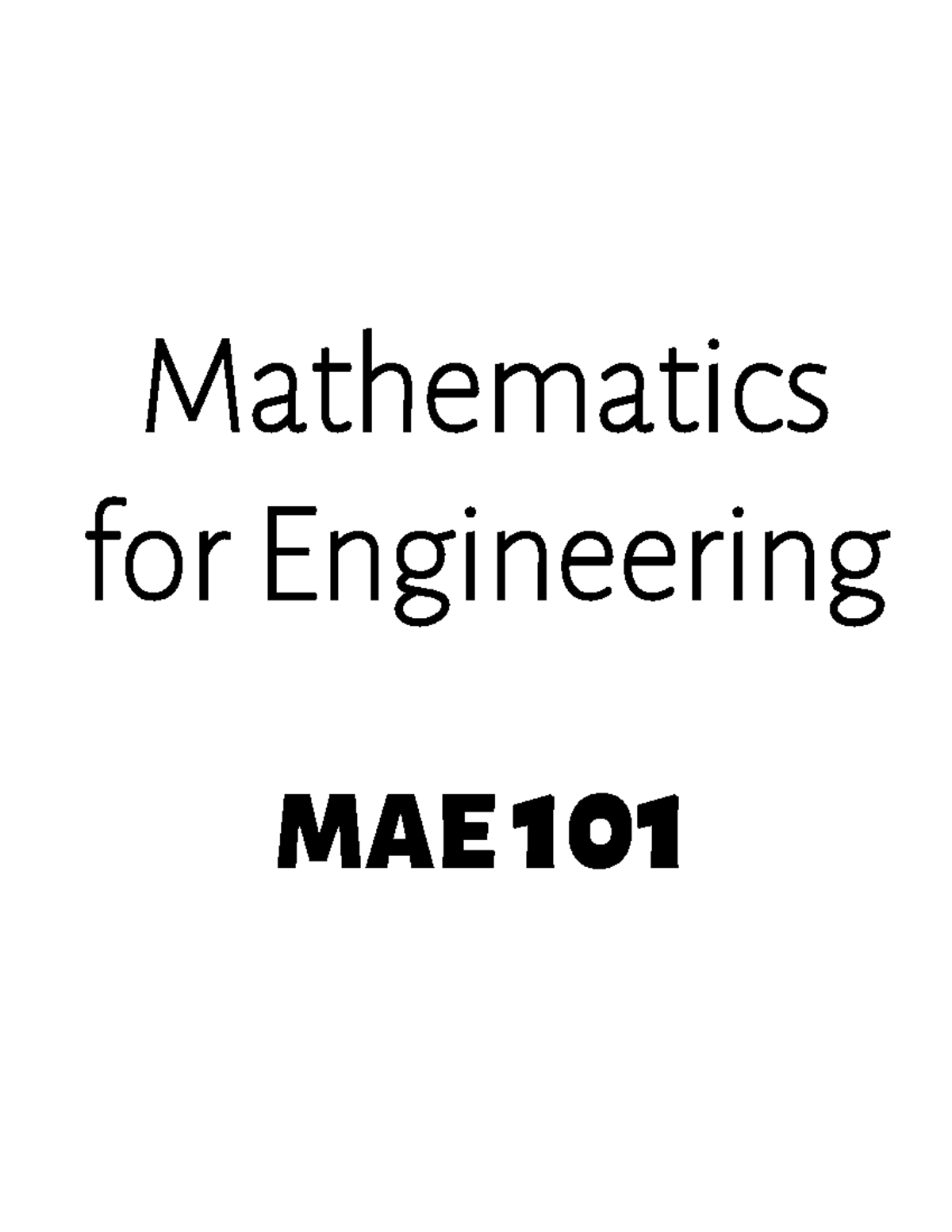 Exercise Book - 123 - Mathematics for Engineering MAE 101 CALCULUS ...