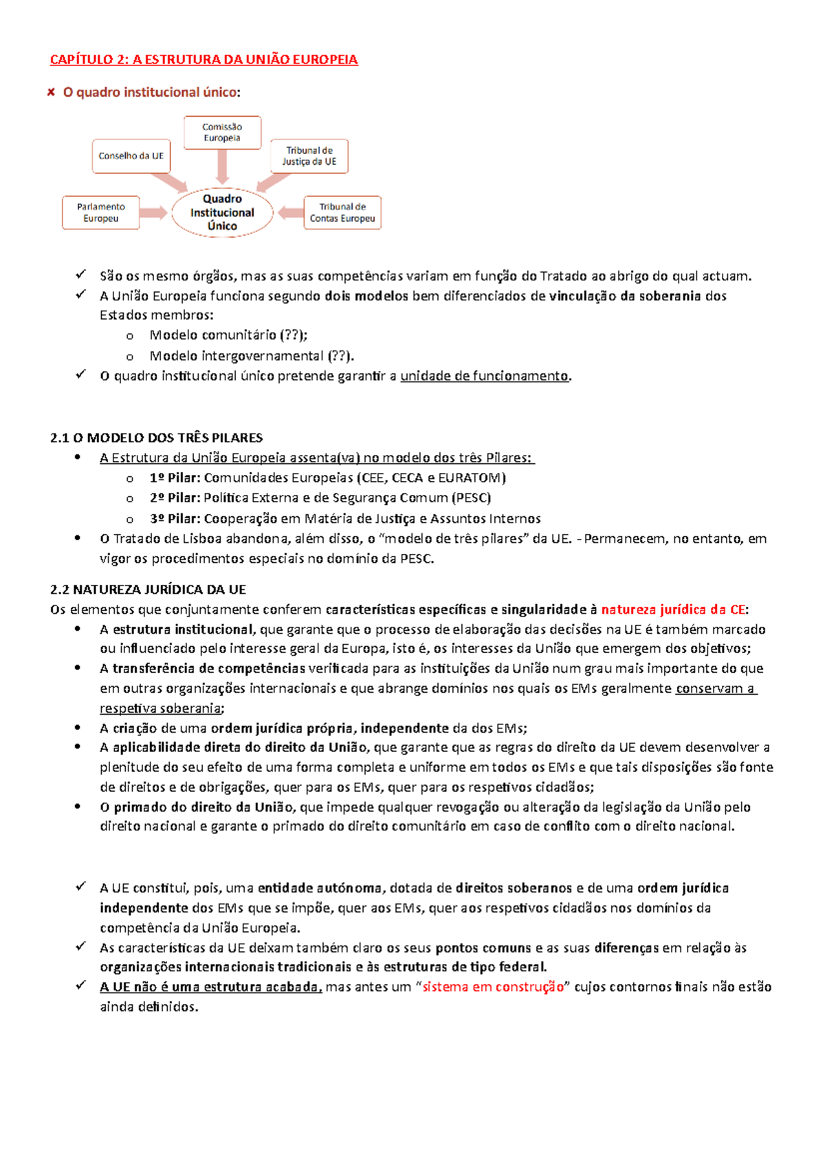 APUE 4 - Resumos e apontamentos das aulas teóricas - CAPÍTULO 2: A ESTRUTURA DA UNIÃO EUROPEIA ...