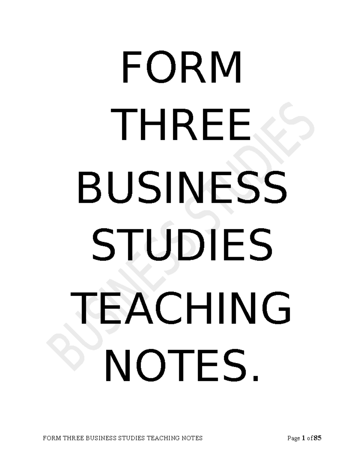 FORM Three BST Notes - good - FORM THREE BUSINESS STUDIES TEACHING ...