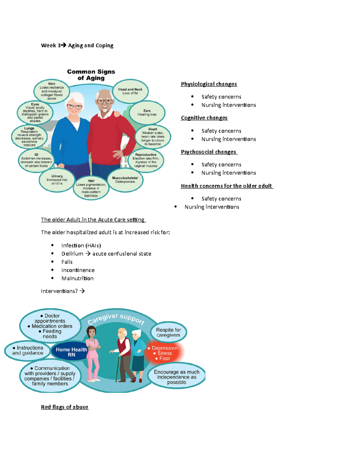 Age and coping notes - Week 3 Aging and Coping Physiological changes ...