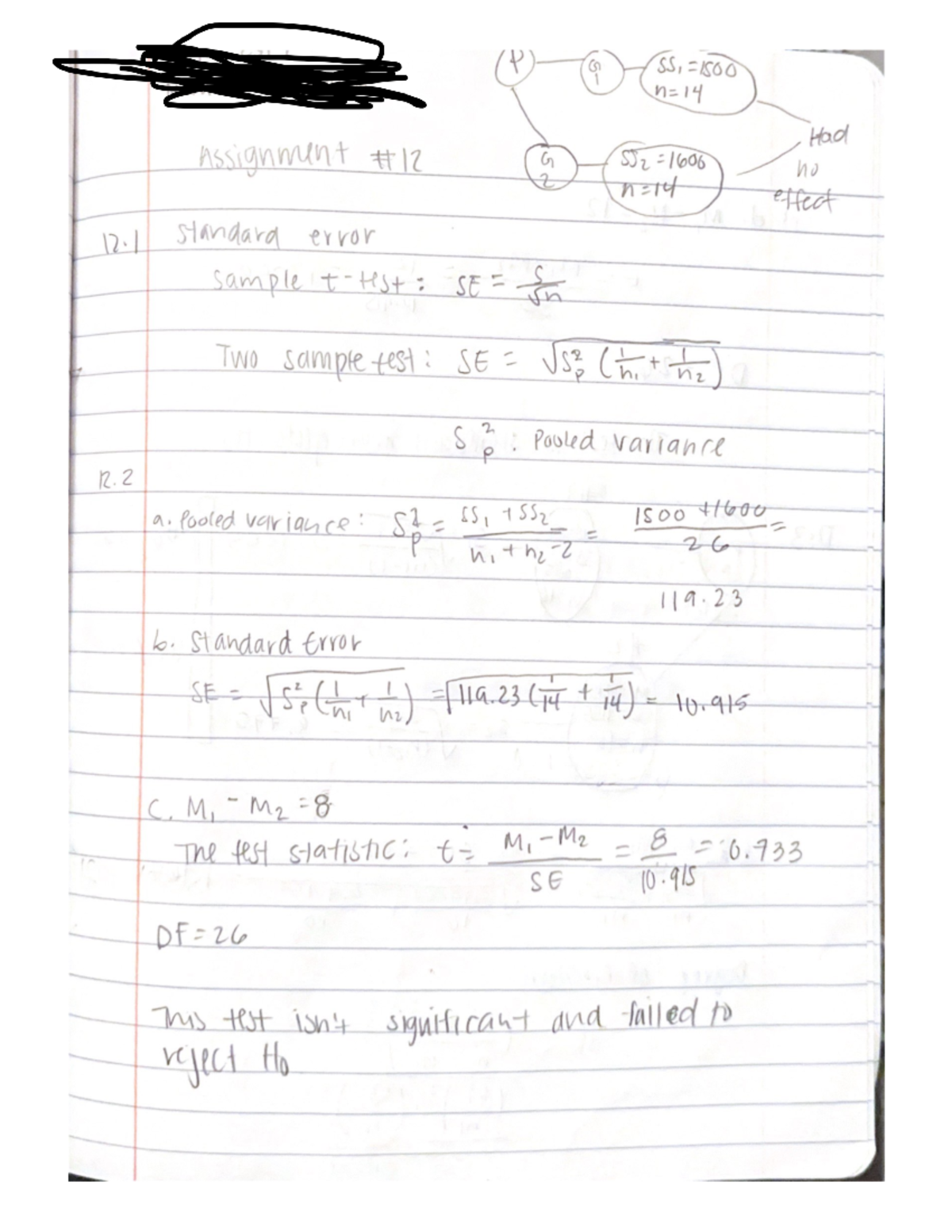Assignment 12 - statistics - psyc 2317 - Studocu