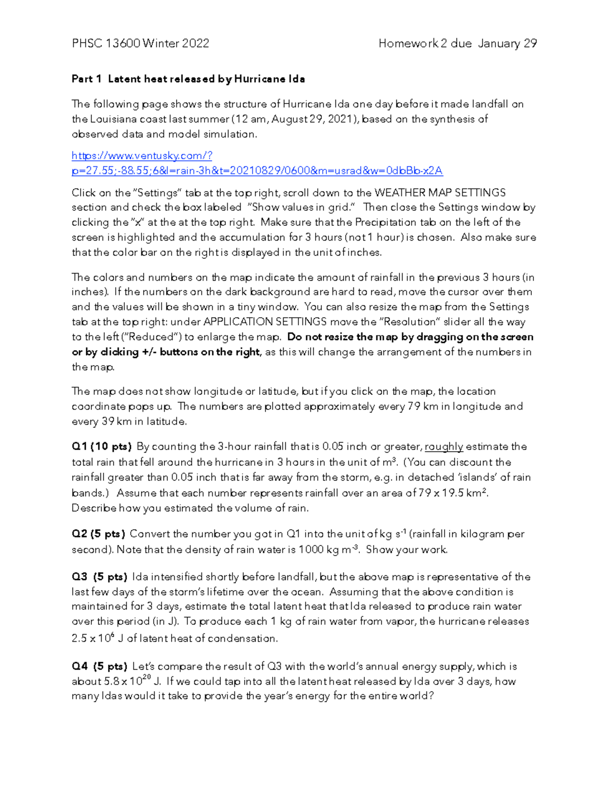 Natural Hazards Homework 2 Winter Quarter 2022 - Part 1 Latent heat ...