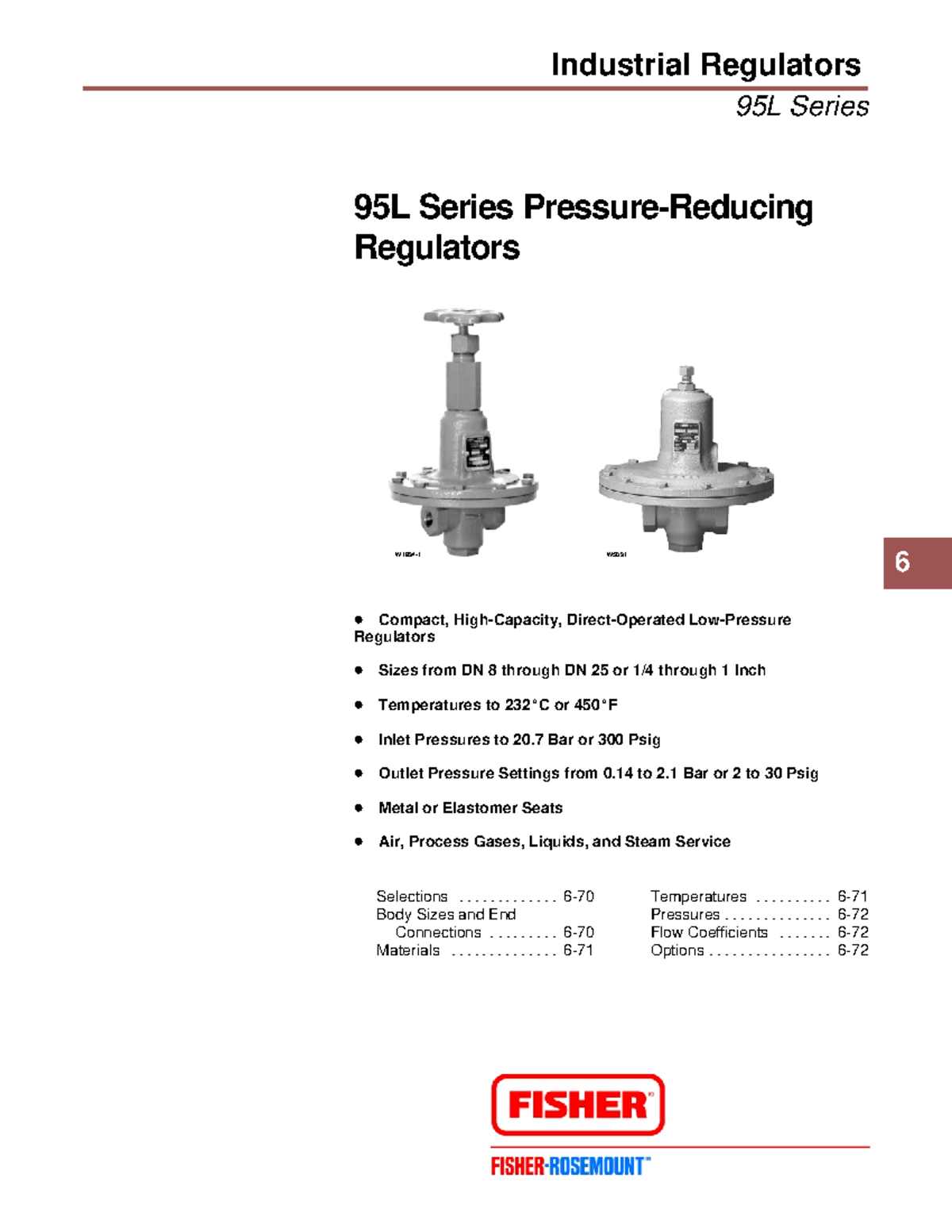 Fisher 95L Regulator Specifications - 95L Series 95L Series Pressure ...