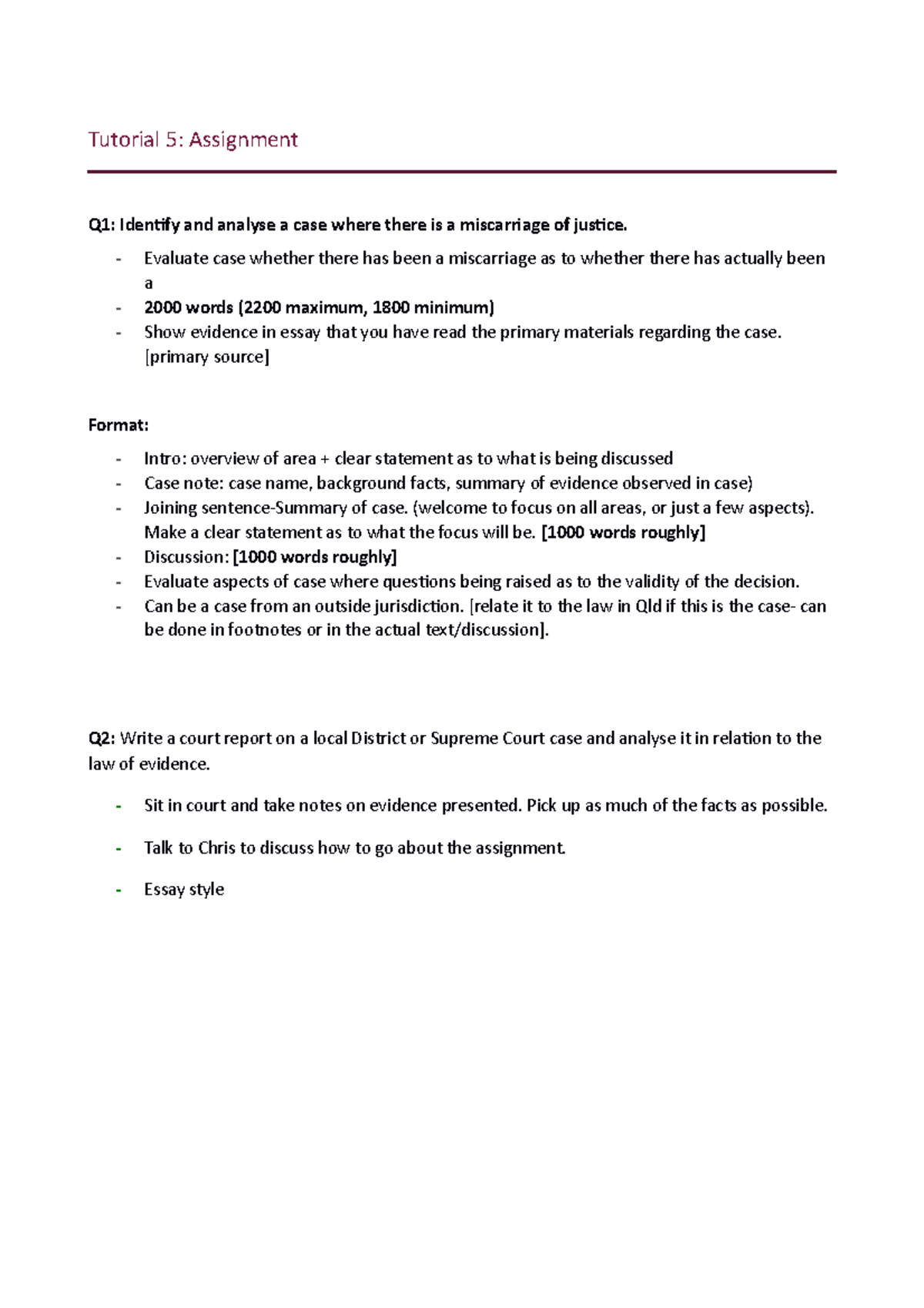 Tute 5- Assignment - Tutorial 5: Assignment Q1: Identify and analyse a ...