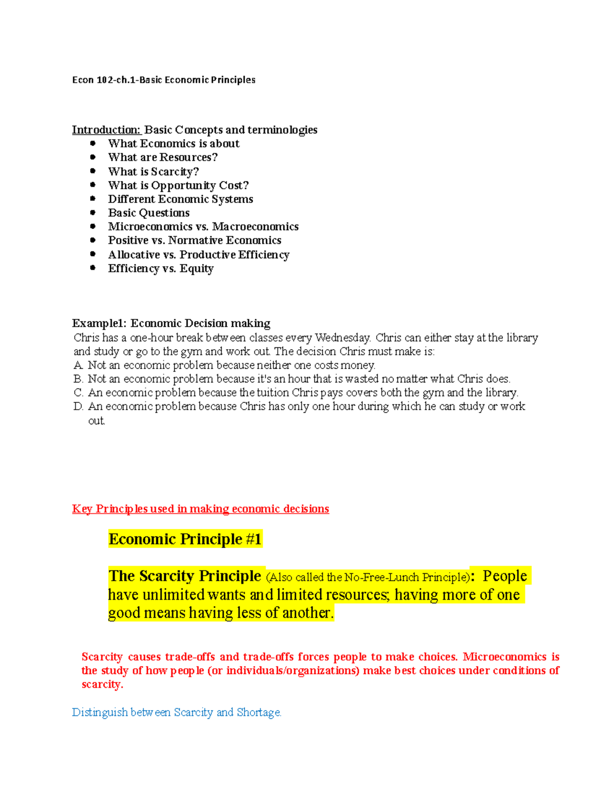 Basic Principles for Econ 102 - Econ 102-ch-Basic Economic Principles ...