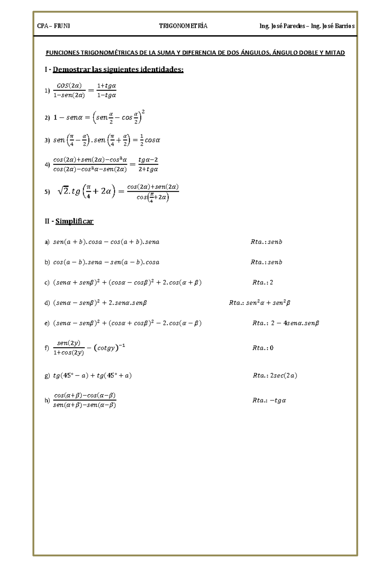 14. Funciones Trigonom-tricas de la suma y diferencia de dos -ngulos ...