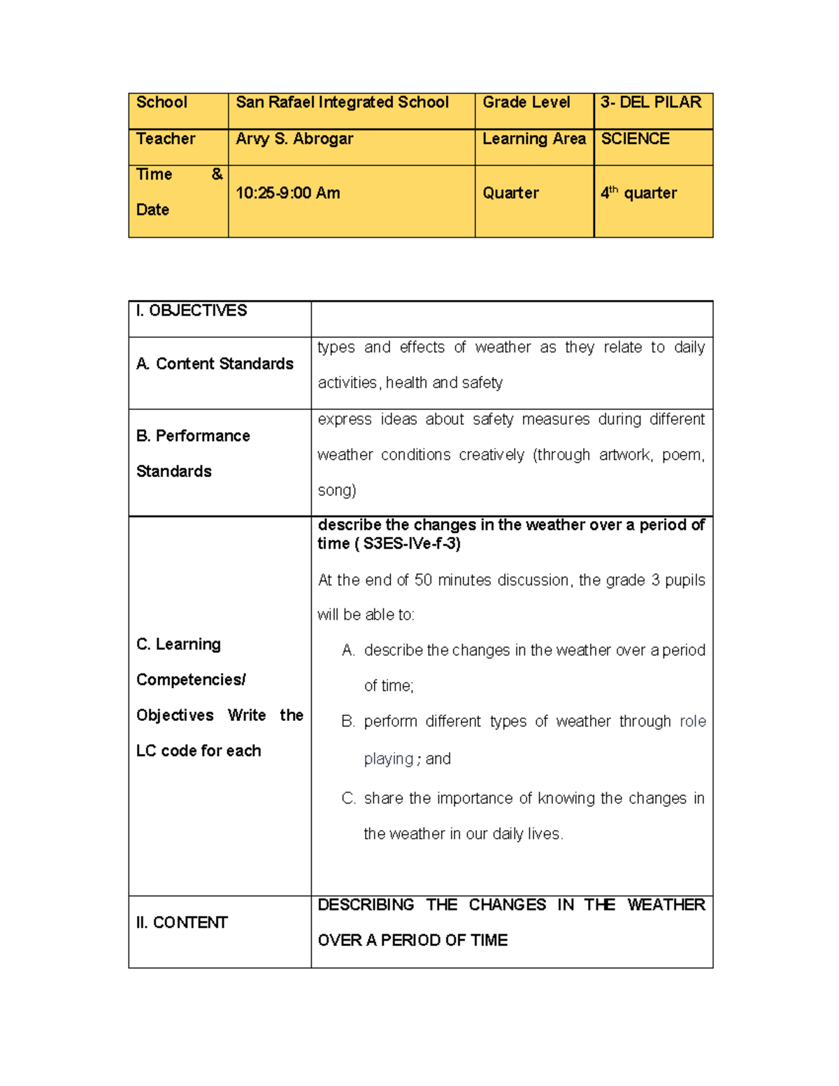 Science-DEMO Final - Lesson Plan in Science 3 - School San Rafael ...