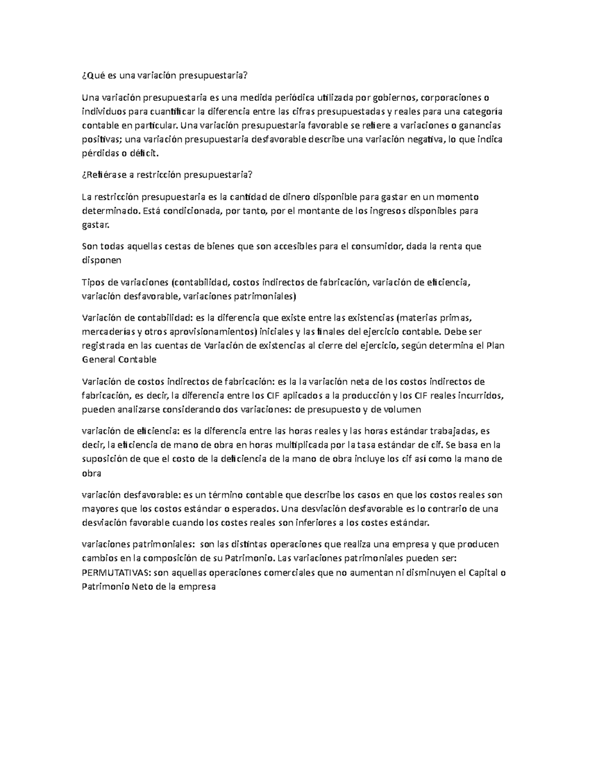 Qué es una variación presupuestaria - ¿Qué es una variación ...