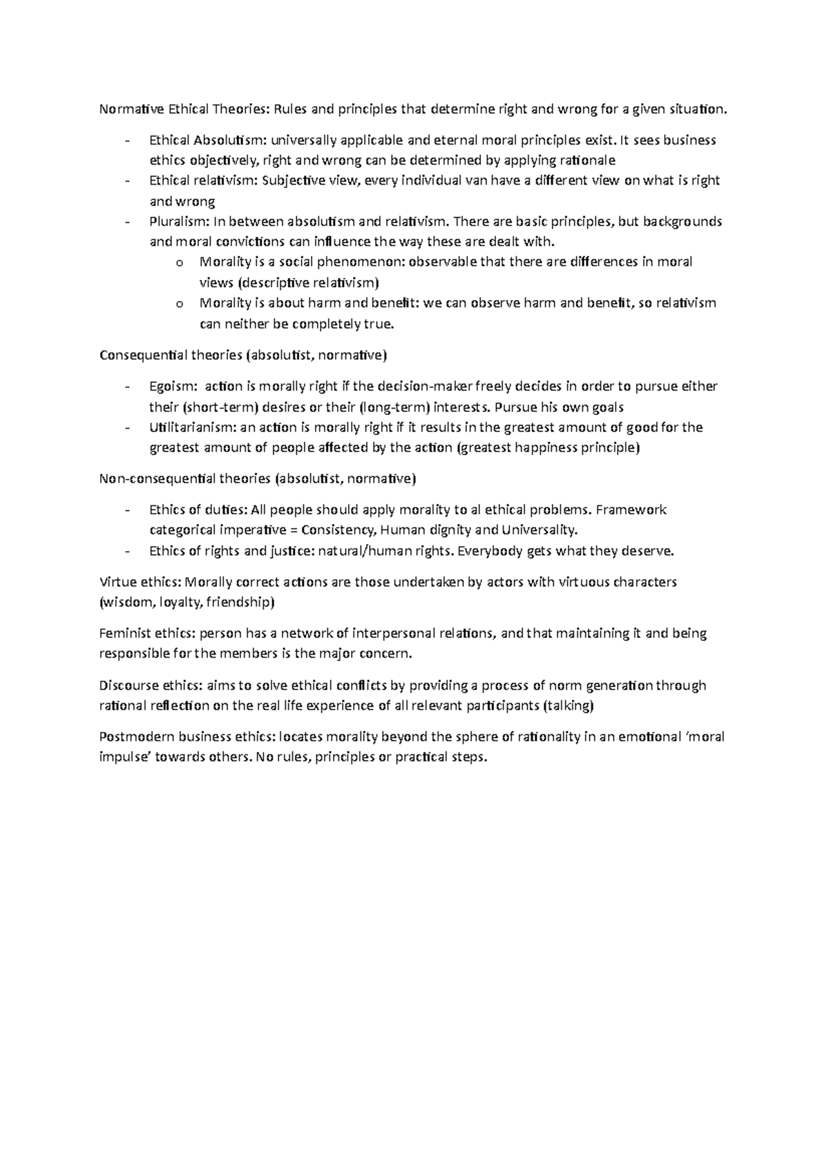 Ethical Theories - Ethical Absolutism: universally applicable and ...