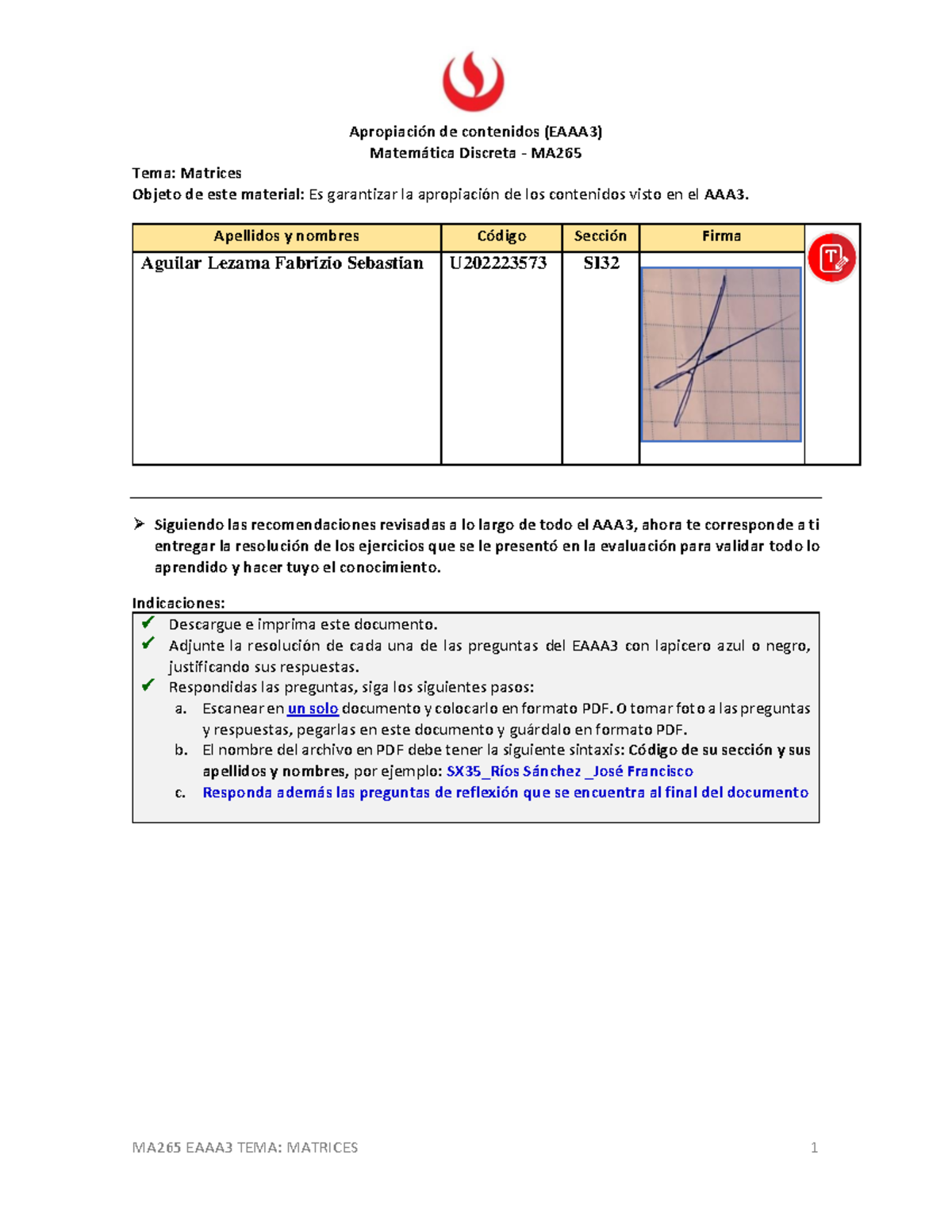 3. Después Apropiación Contenido AAA3 - Apropiación de contenidos (EAAA 3 ) Matemática Discreta ...