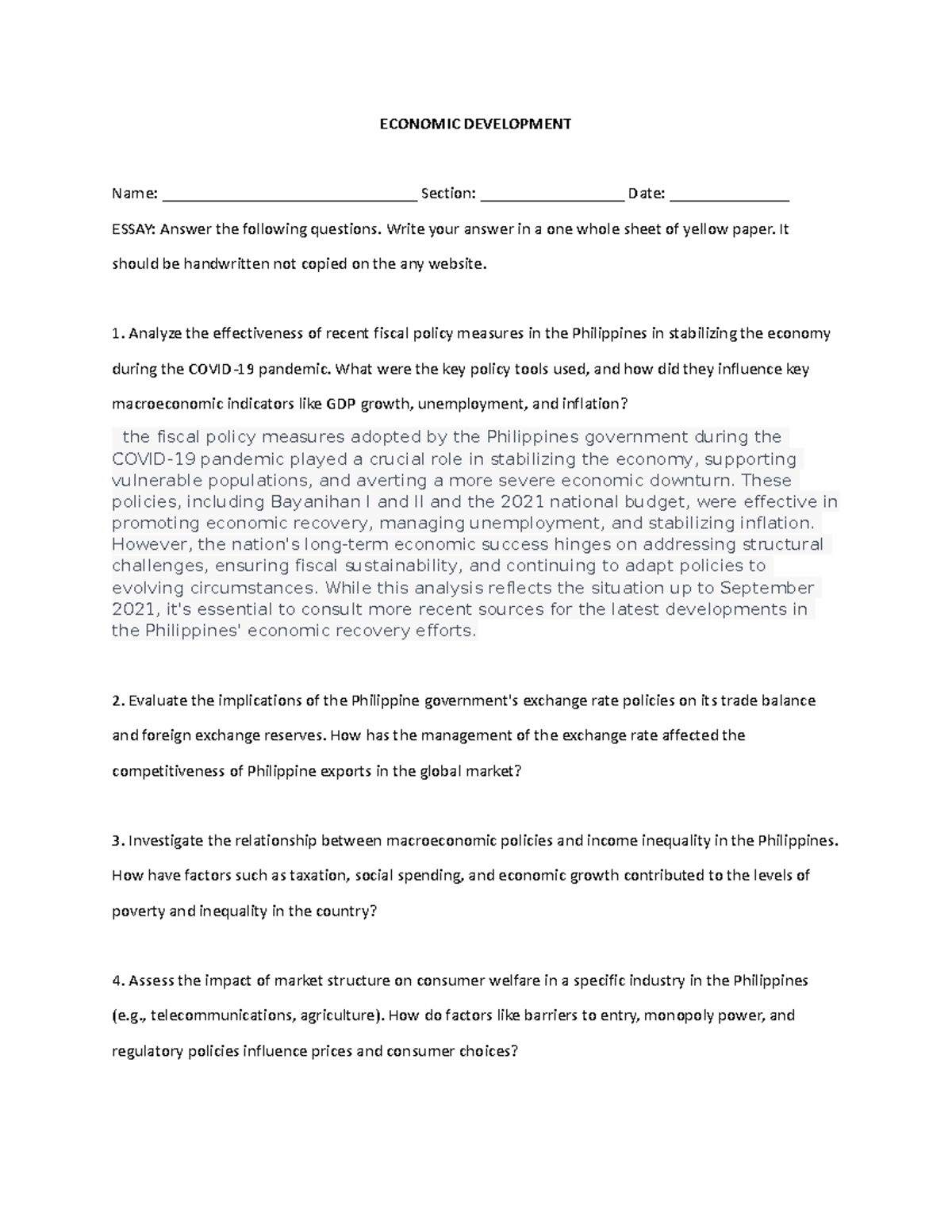 Economic Development - activity - ECONOMIC DEVELOPMENT Name