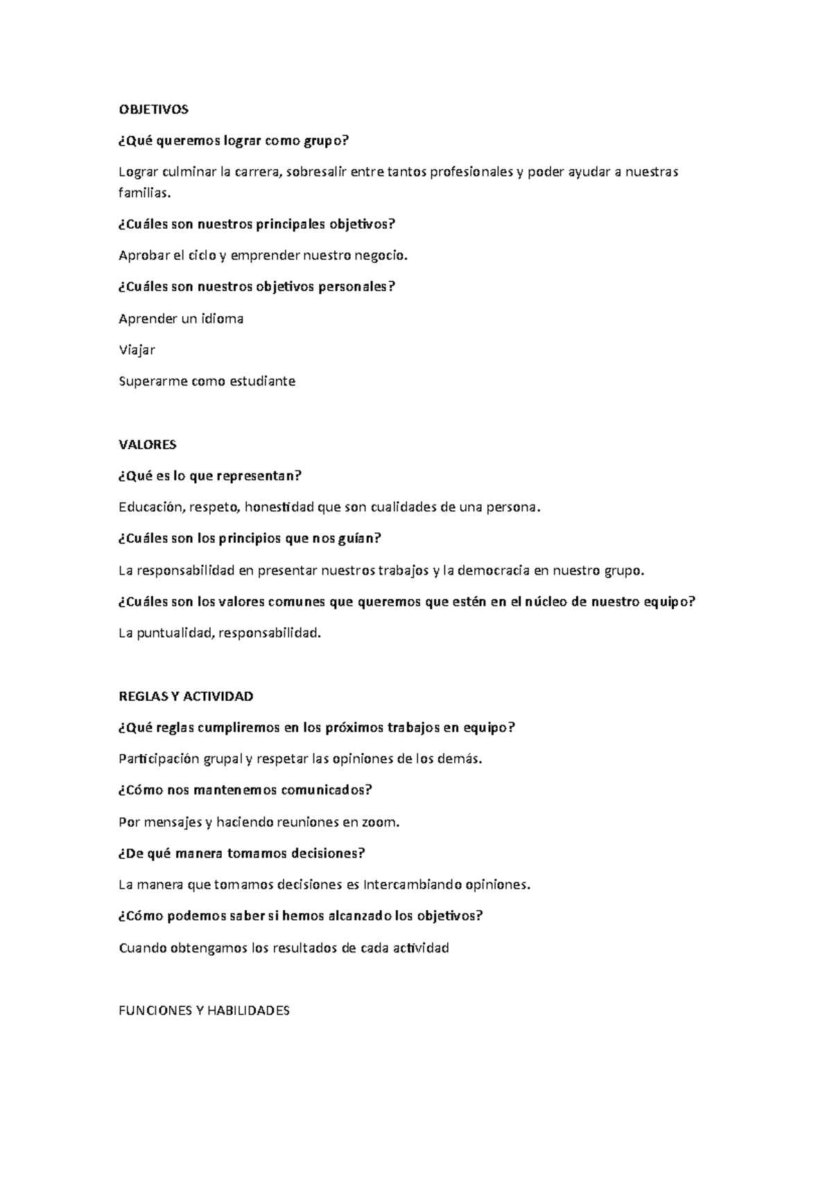 Trabajo Grupal - tarea - OBJETIVOS ¿Qué queremos lograr como grupo ...