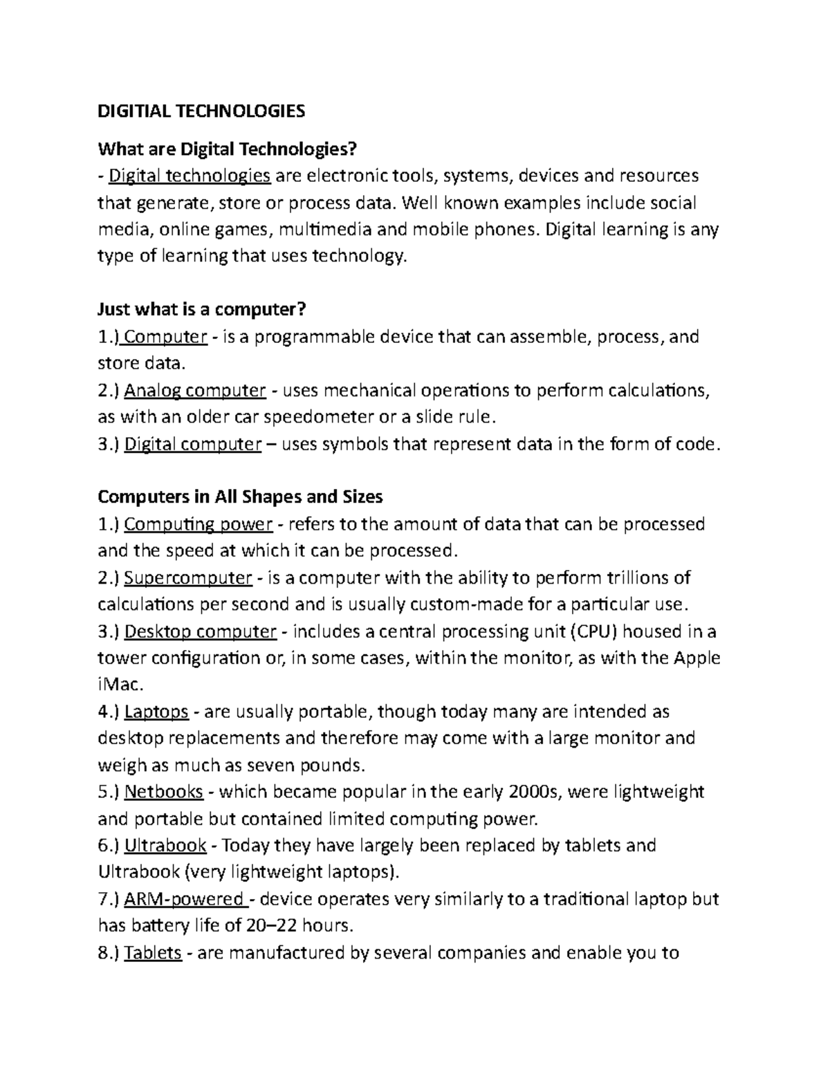 Digitial Technologies - DIGITIAL TECHNOLOGIES What are Digital ...