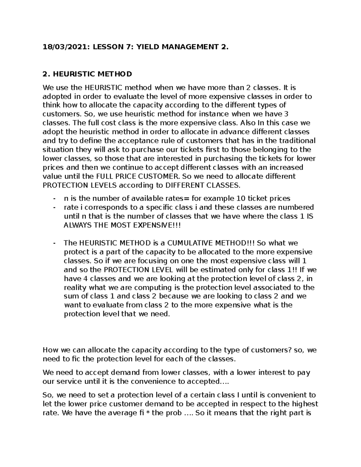 theoretical lessons operations management - 18/03/2021: LESSON 7: YIELD ...