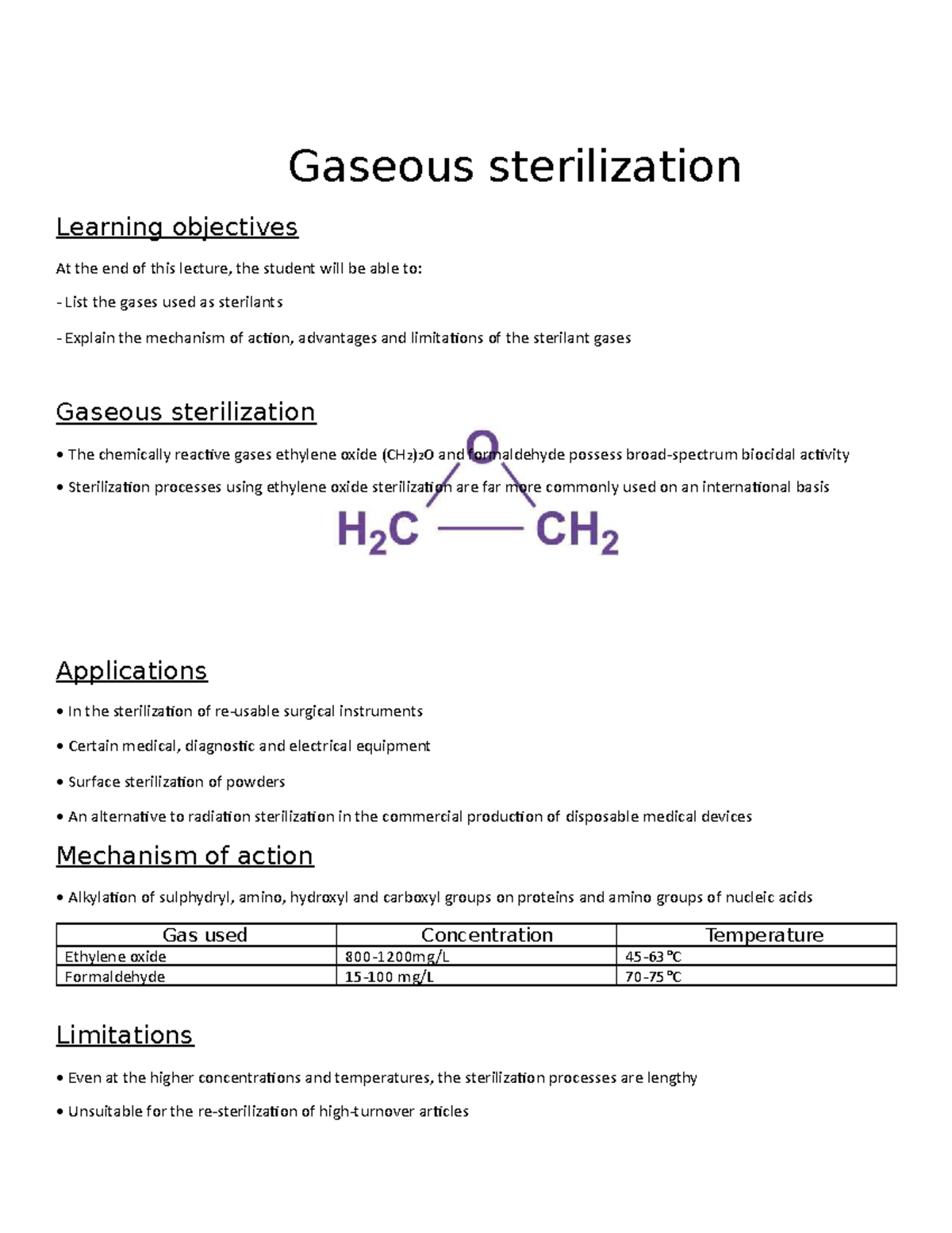 Chapter - 10 Gaseous sterilization - Gaseous sterilization Learning ...