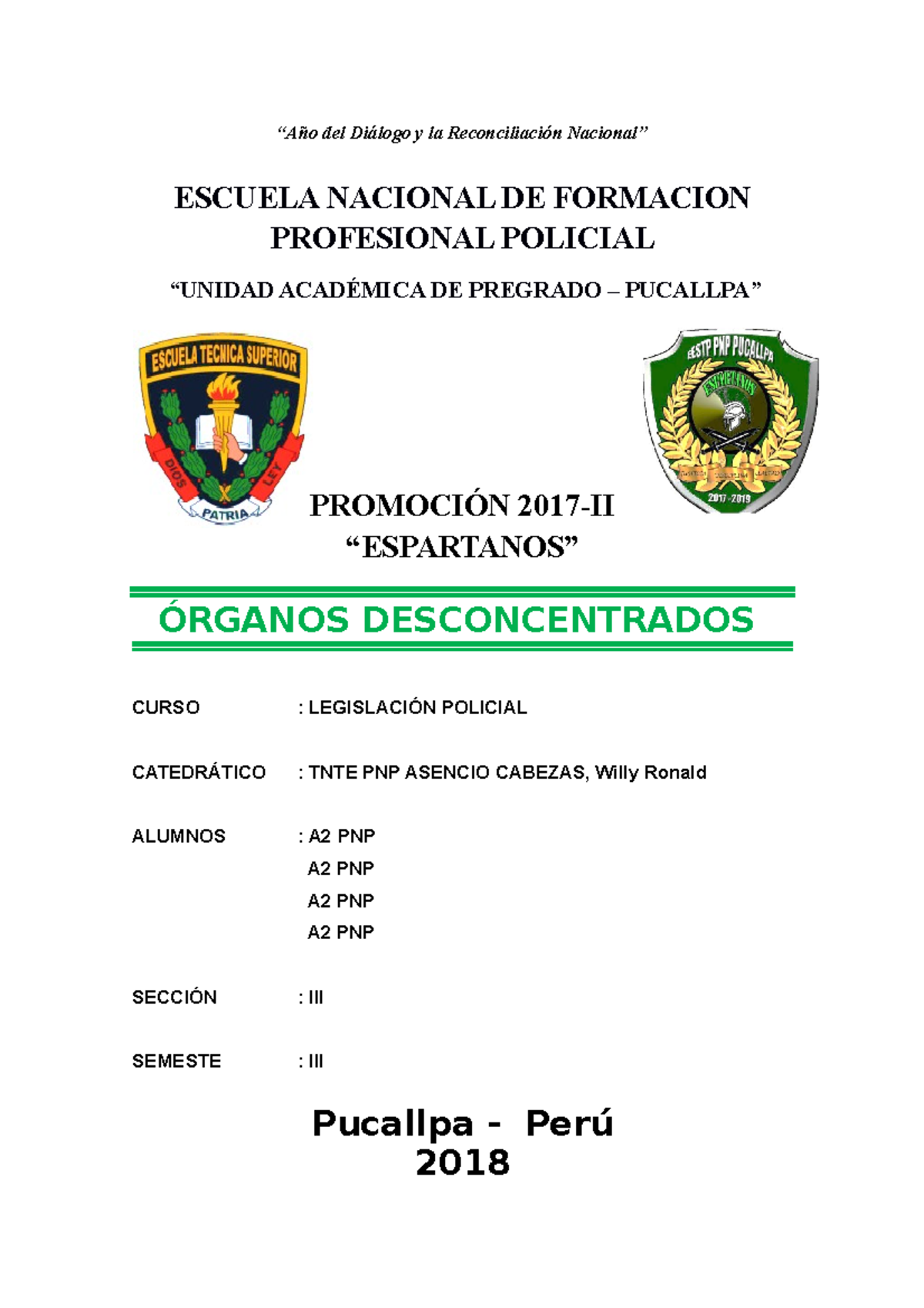 Organos Desconcentrados - PNP 2018