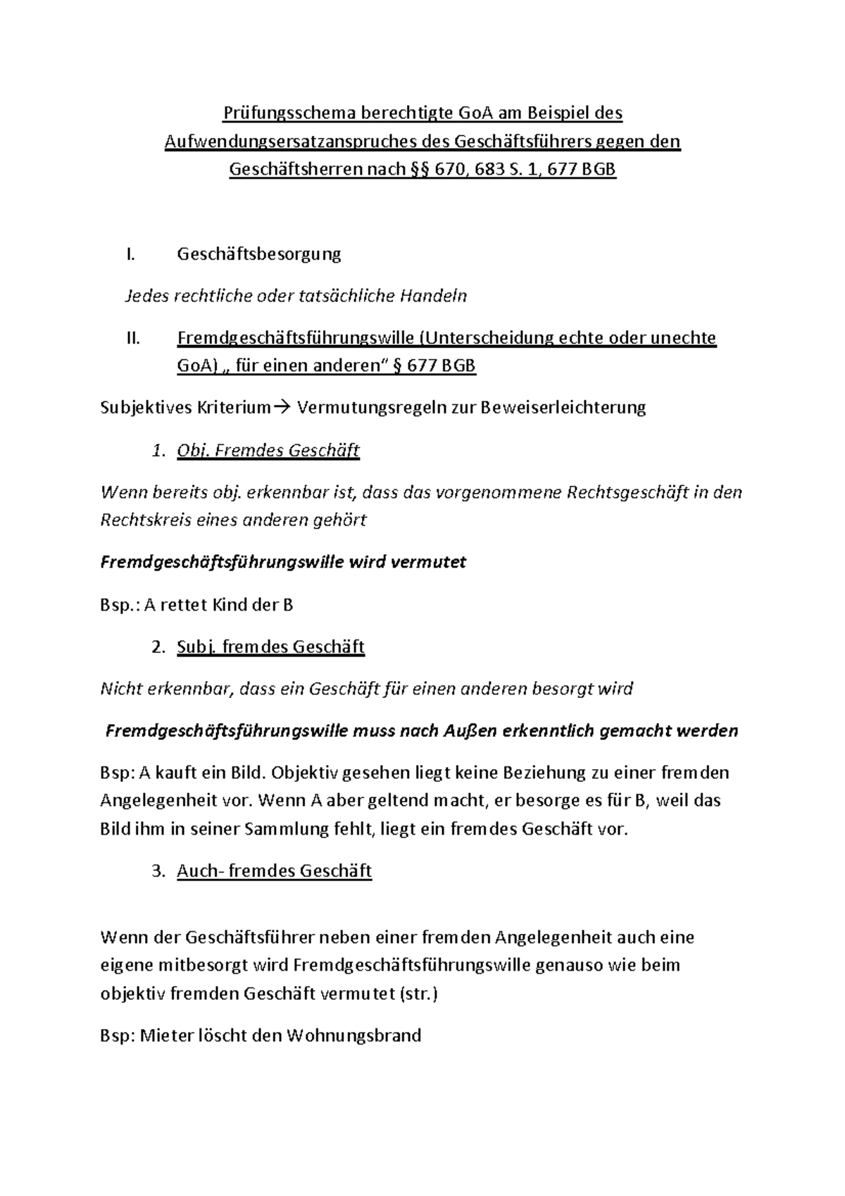 Prüfungsschema berechtigte GoA - berechtigte GoA am Beispiel des ...