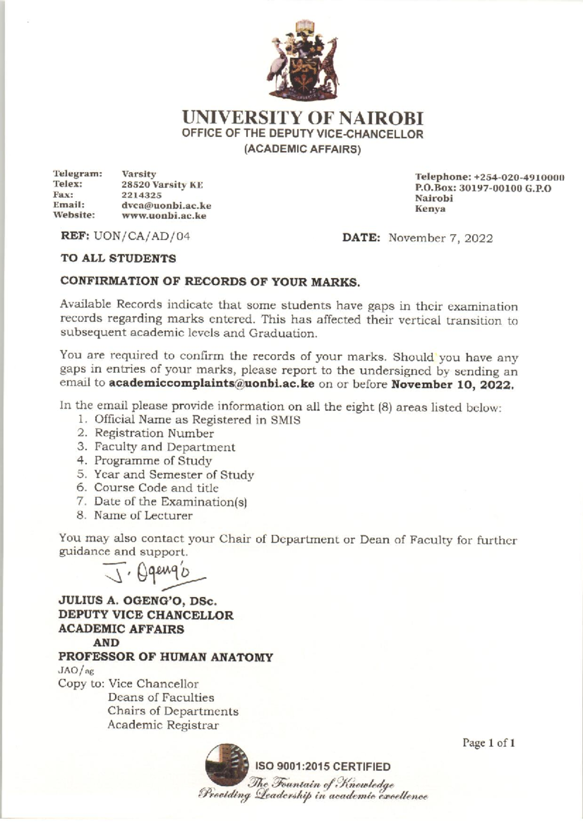 Notice to all students on missing marks - Business Law - Studocu