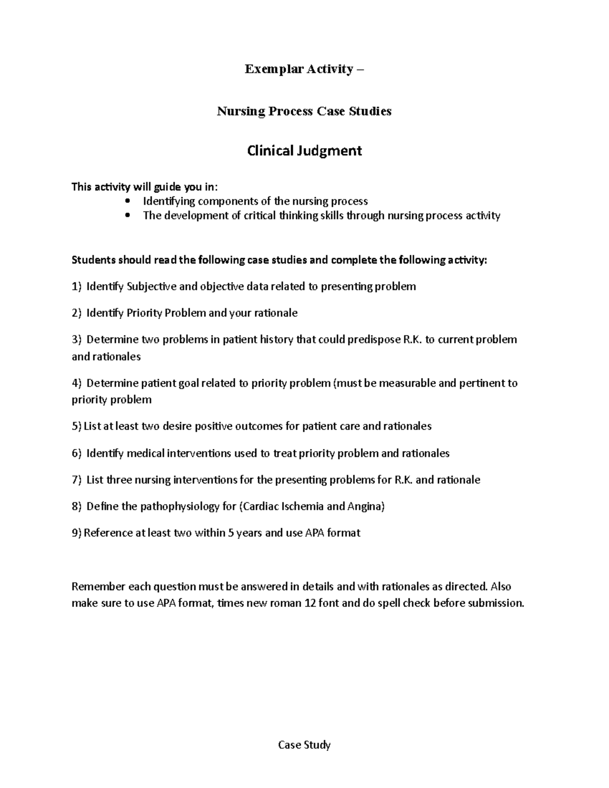 Graded Activity Nursing Process - RNSG 1105 - Studocu